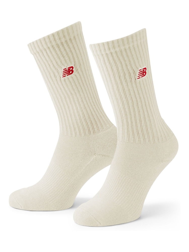 Buy New Balance Cream/Grey/Blue NB Patch Logo Crew Socks 3 Pack from ...