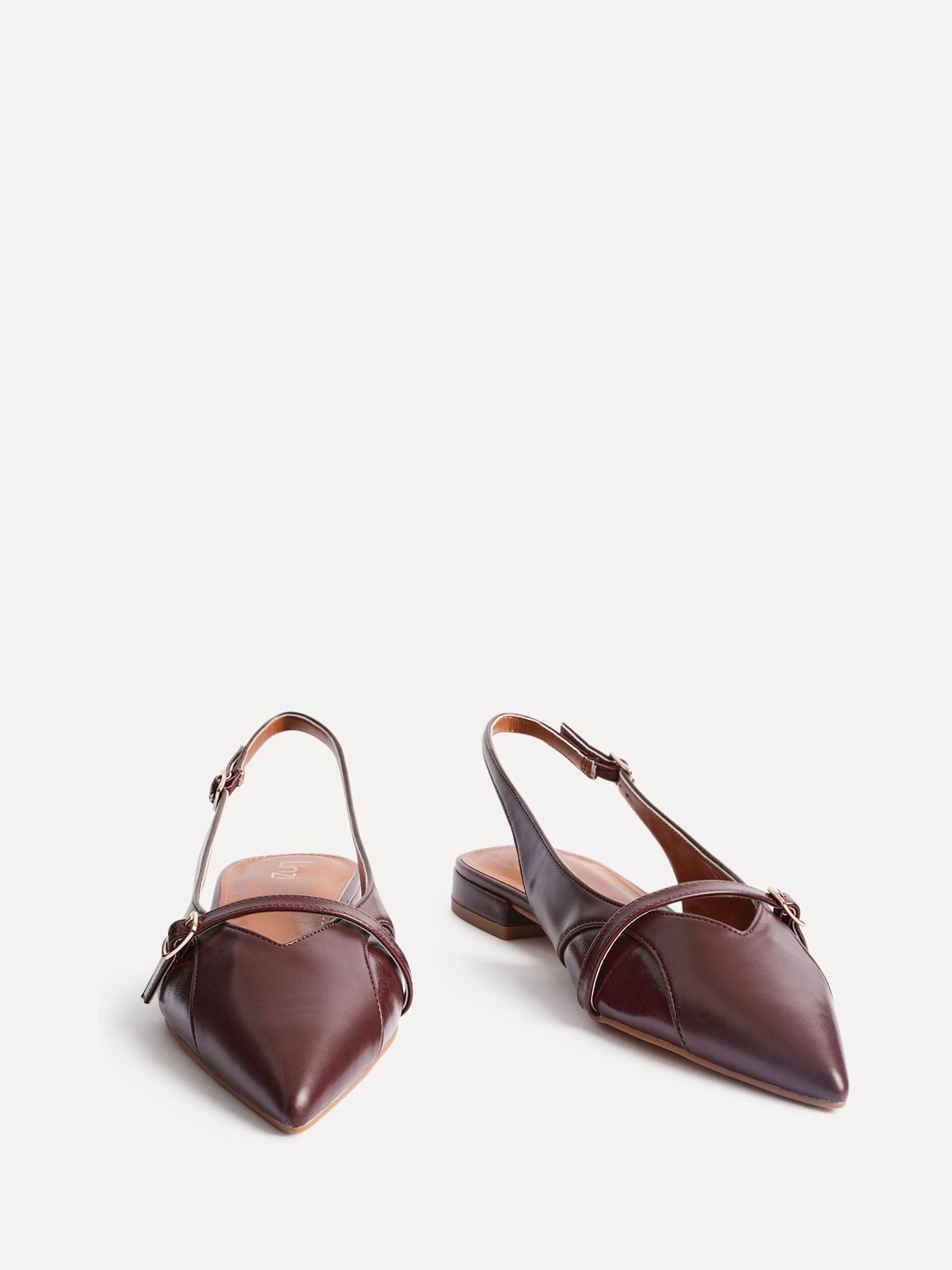 Buy Linzi Red Prague Pointed Toe Ballet Flats With Buckle Detail from ...