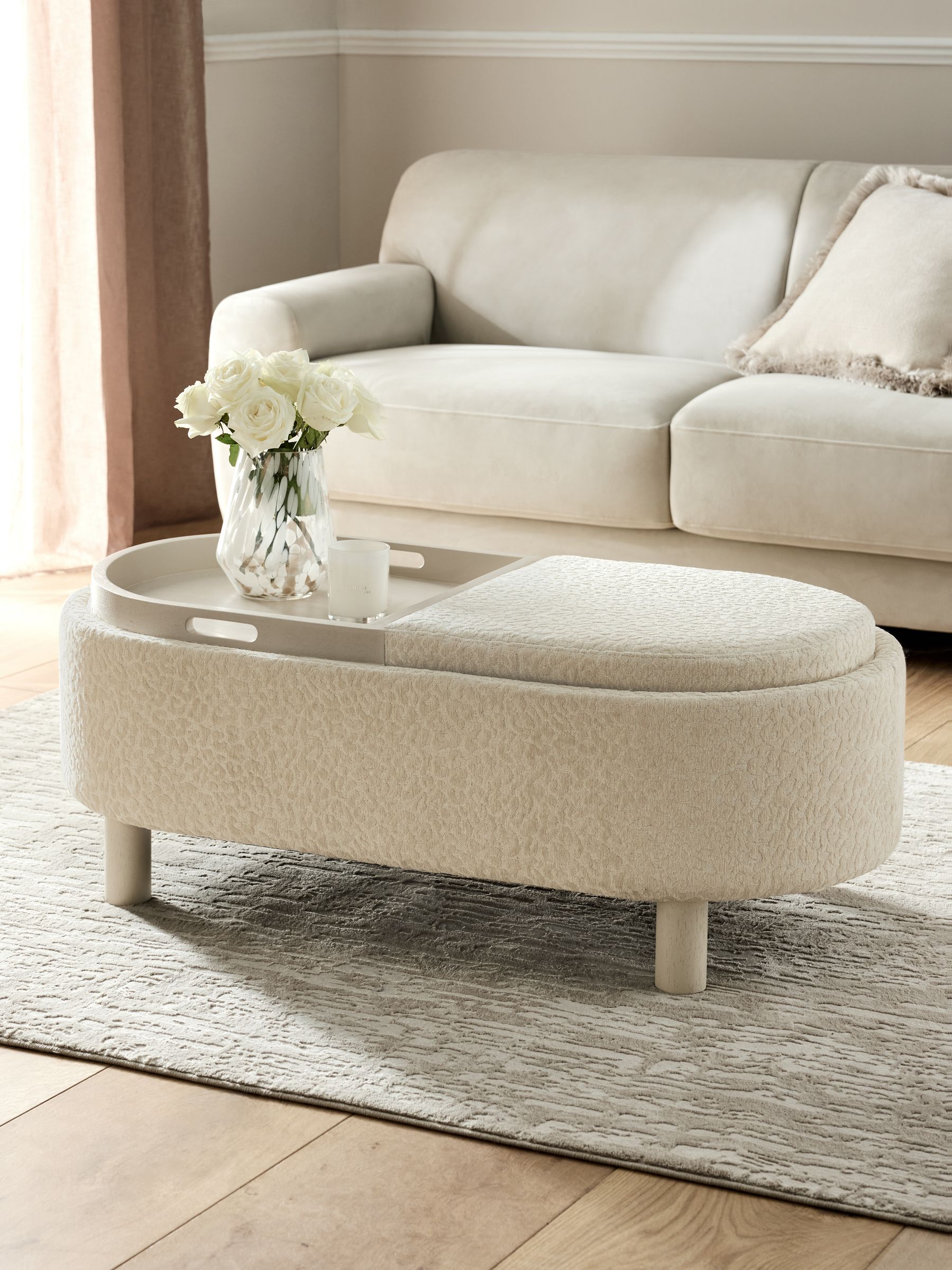 Buy Linen Look Leopard Light Natural Ashton Upholstered Large Storage ...