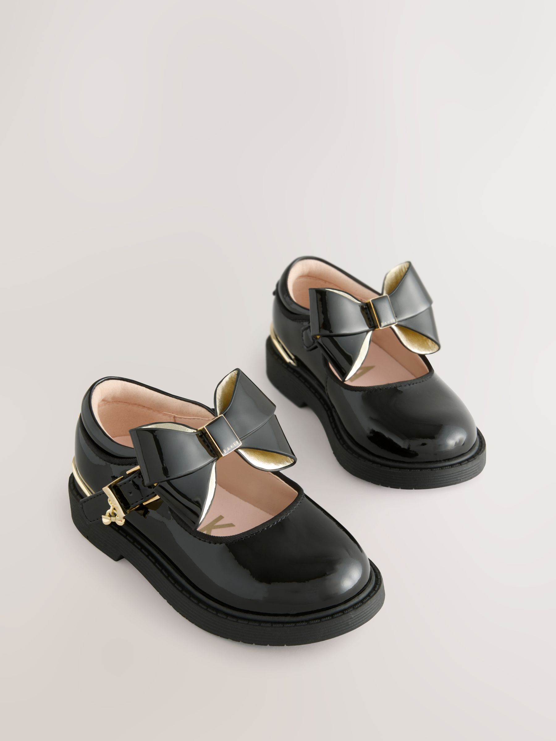 Buy Baker by Ted Baker Girls Back to School Chunky Black Shoes with Bow ...