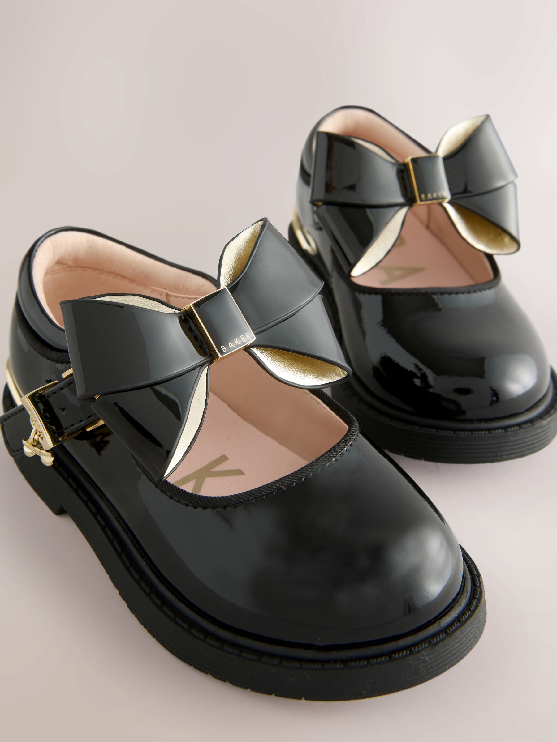 Buy Baker by Ted Baker Girls Back to School Chunky Black Shoes with Bow ...
