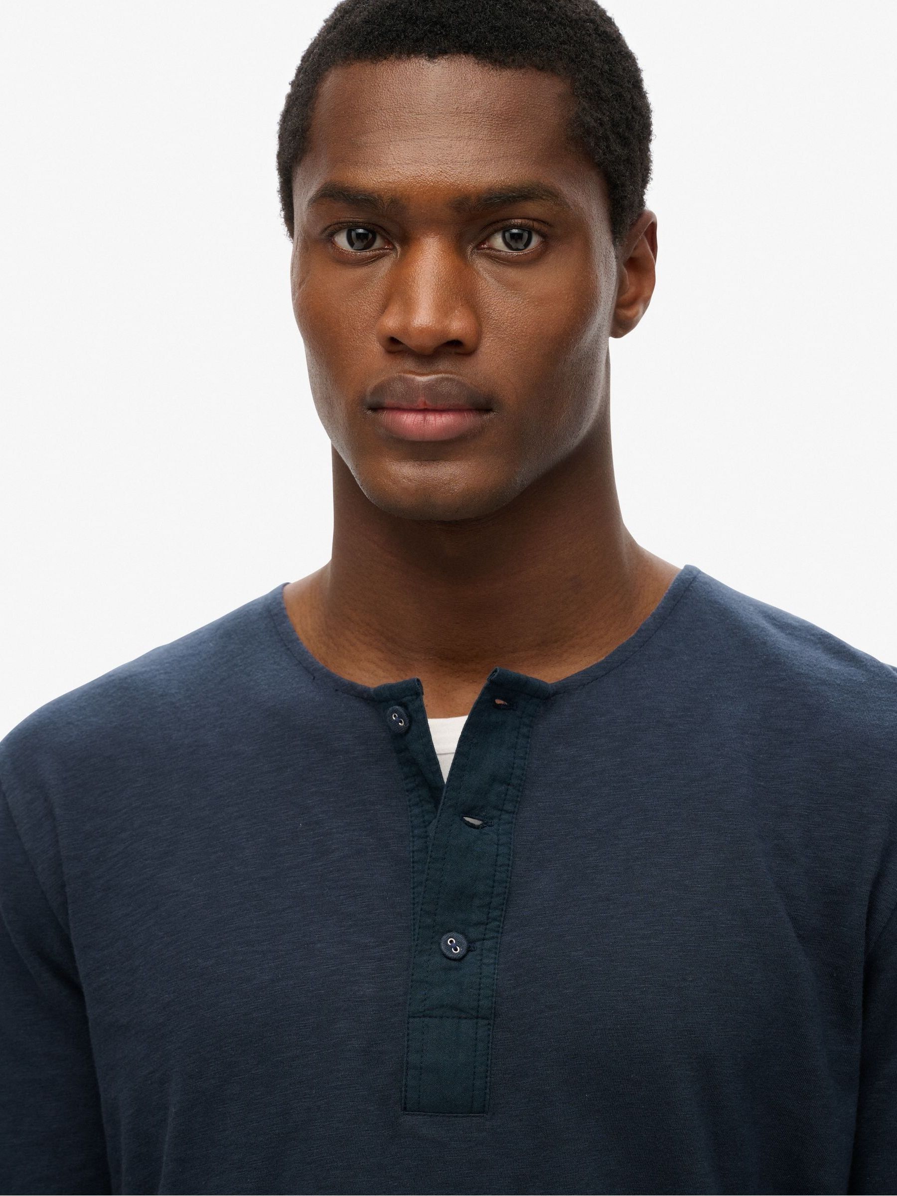 Buy Superdry Blue Merchant Grandad Jersey 100% Cotton Top from the Next ...