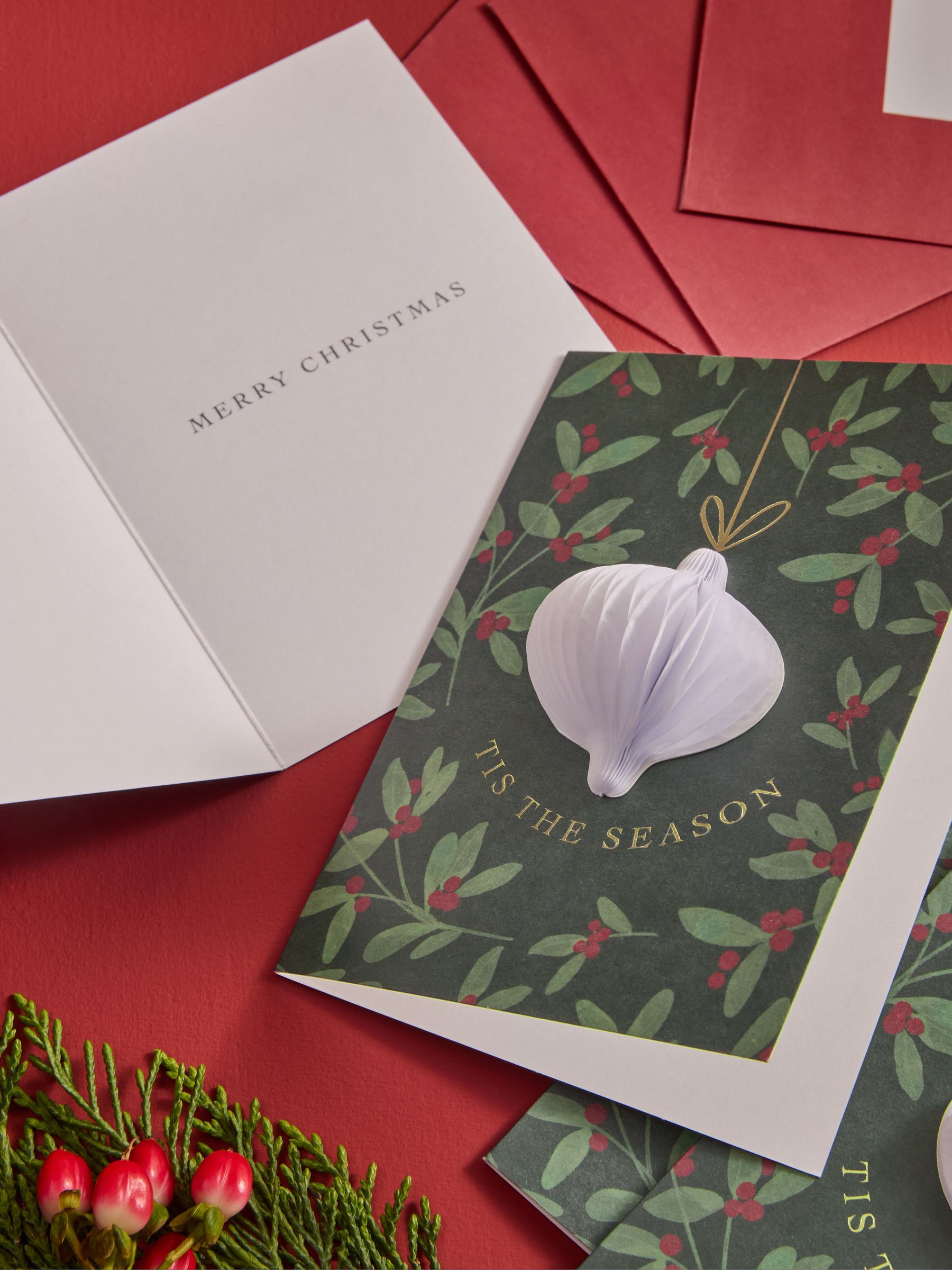 Buy Green / White 3D Luxury 6 Pack Christmas Cards from Next Hong Kong