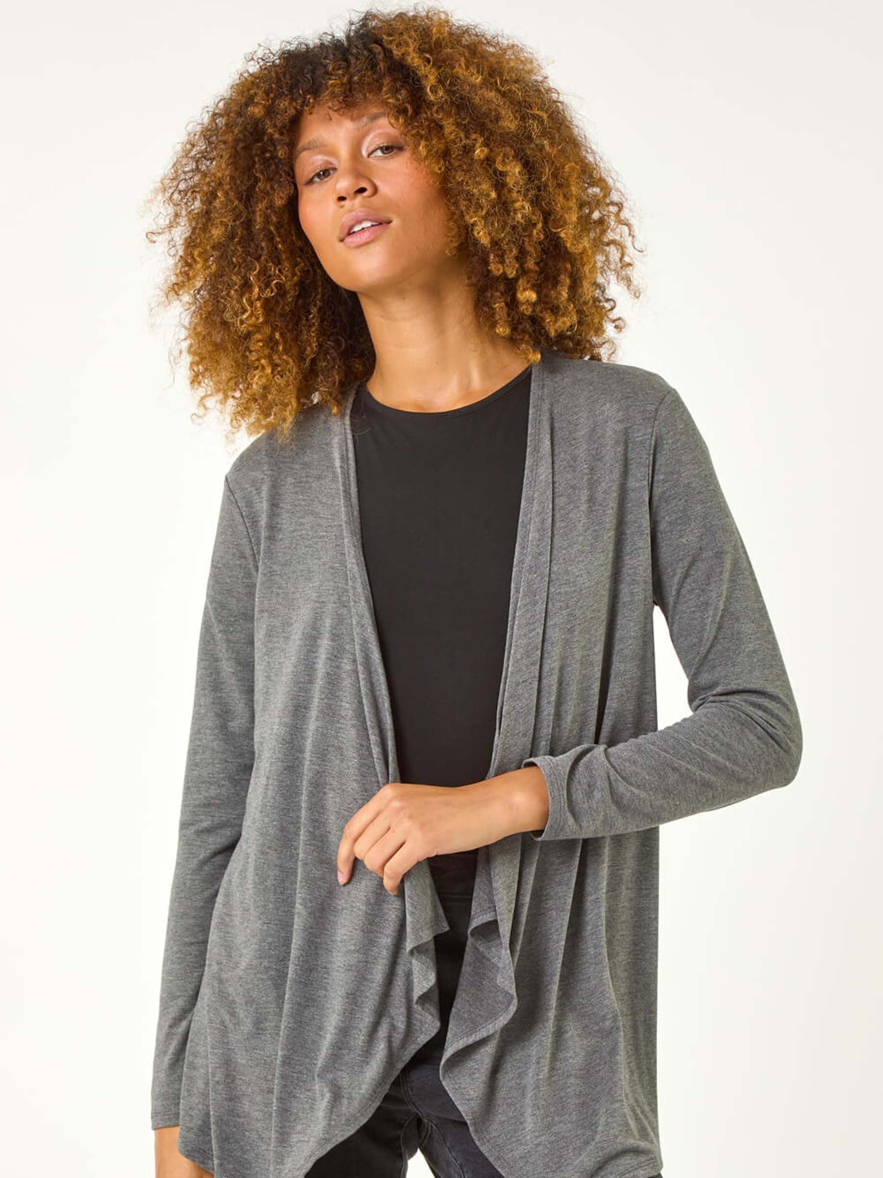 Buy Roman Grey Waterfall Front Jersey Knit Cardigan from the Next UK ...