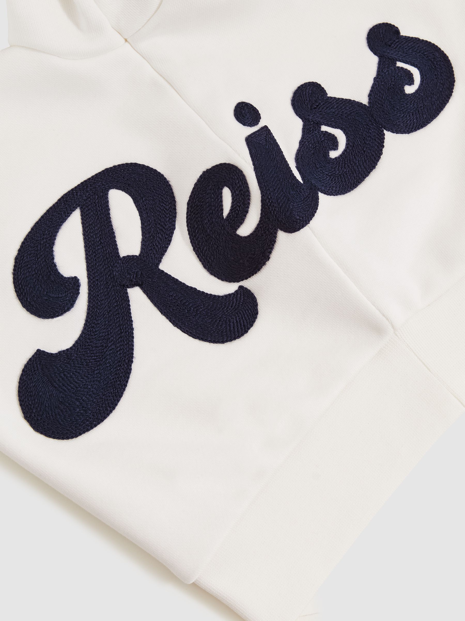 Buy Reiss White Grover 9-13 yrs Cotton-Blend Logo Script Sweatshirt ...
