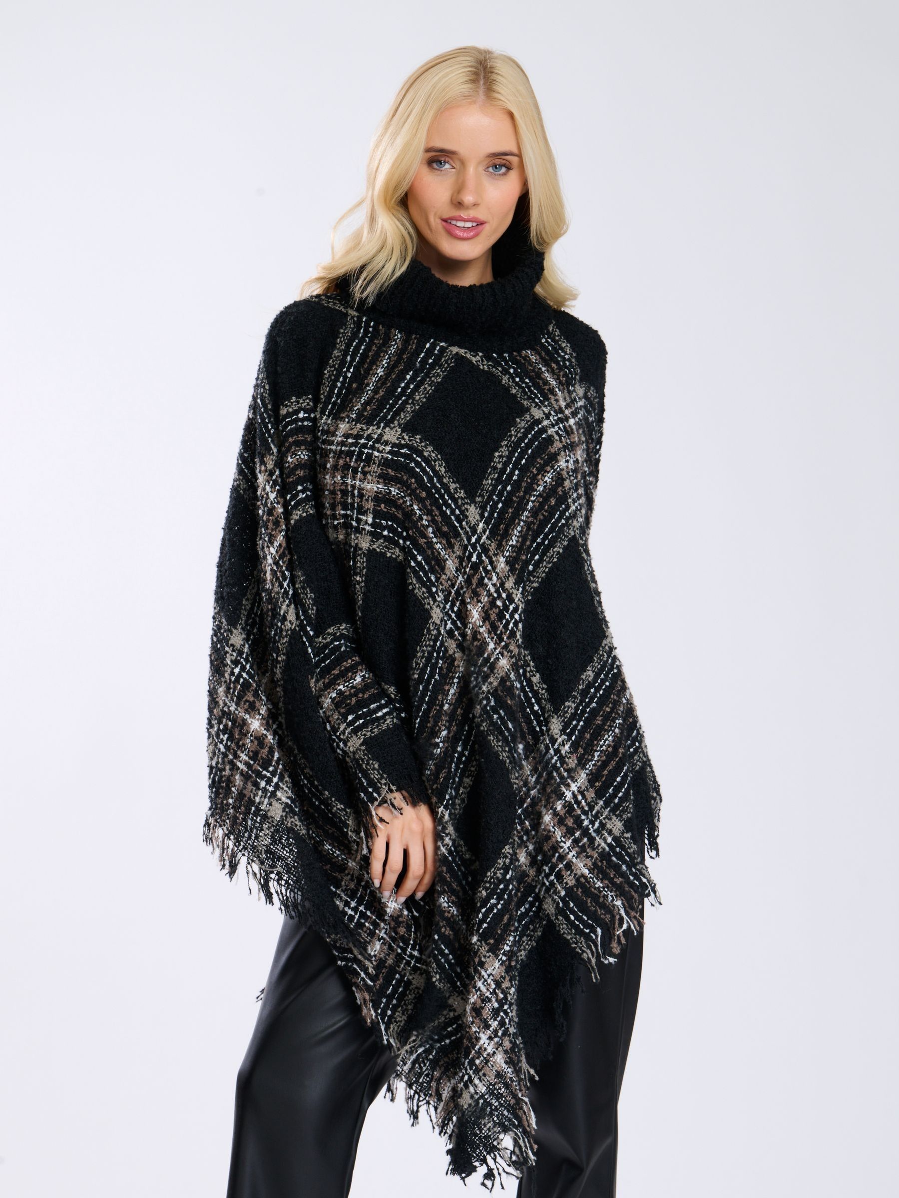 Buy South Beach Black Check Boucle Poncho from the Next UK online shop