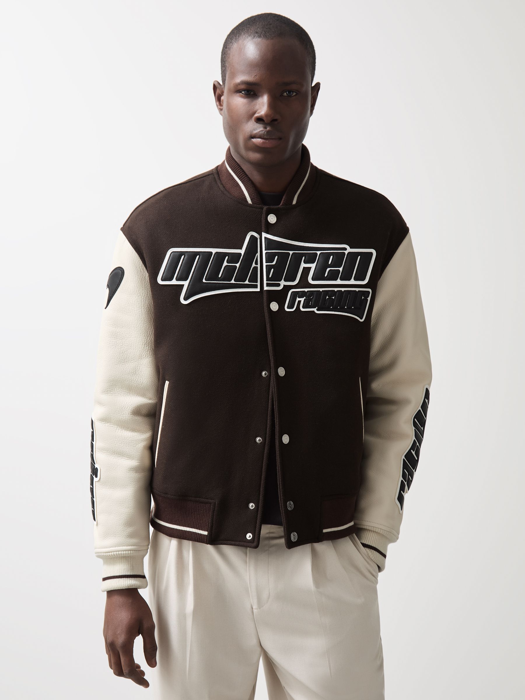 Buy Reiss Brown/Ivory/White Circuit McLaren F1 Team Bomber Jacket from ...