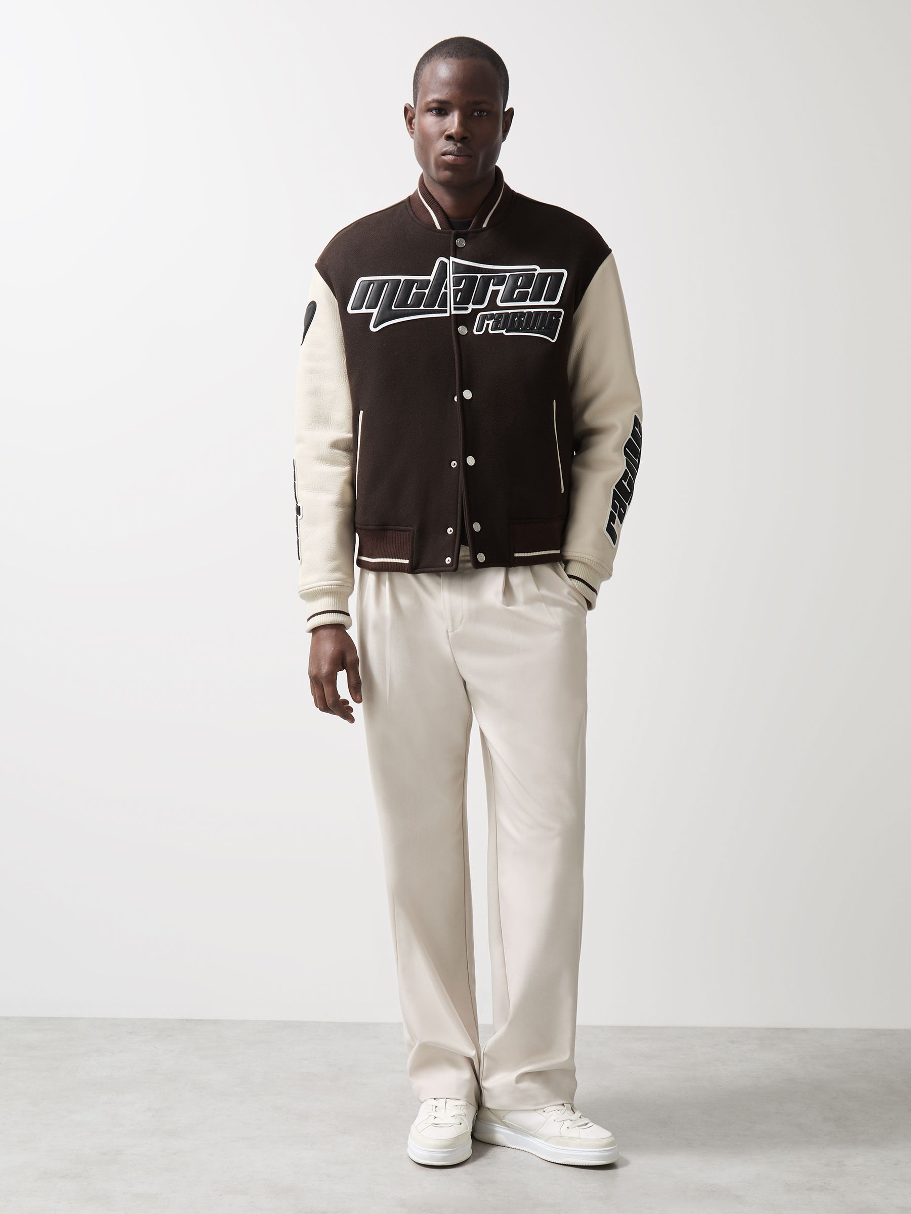 Buy Reiss Brown/Ivory/White Circuit McLaren F1 Team Bomber Jacket from ...