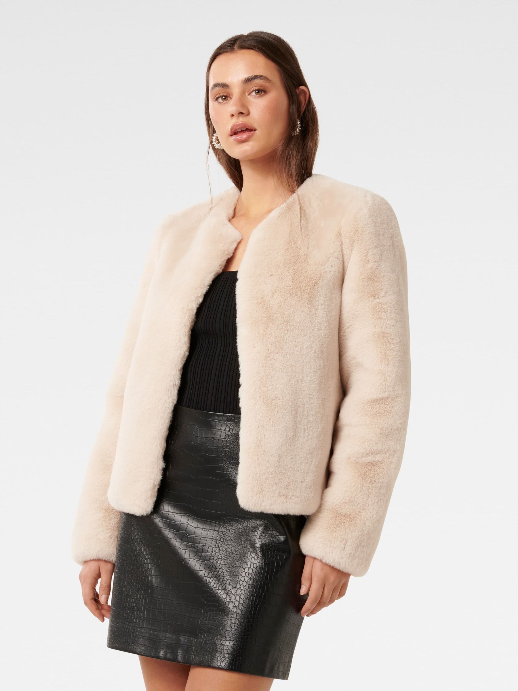 Buy Forever New Cream Lana Faux Fur Coat from the Next UK online shop