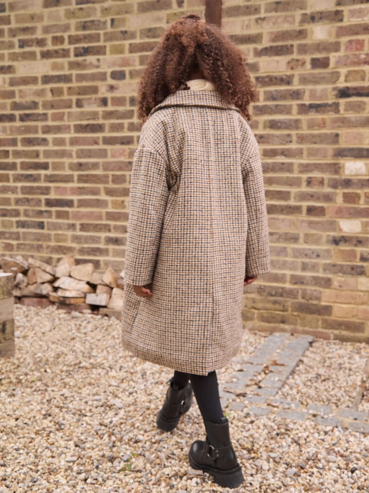 Buy Brown Check - Relaxed Fit Overcoat With Wool (3-16yrs) from Next ...