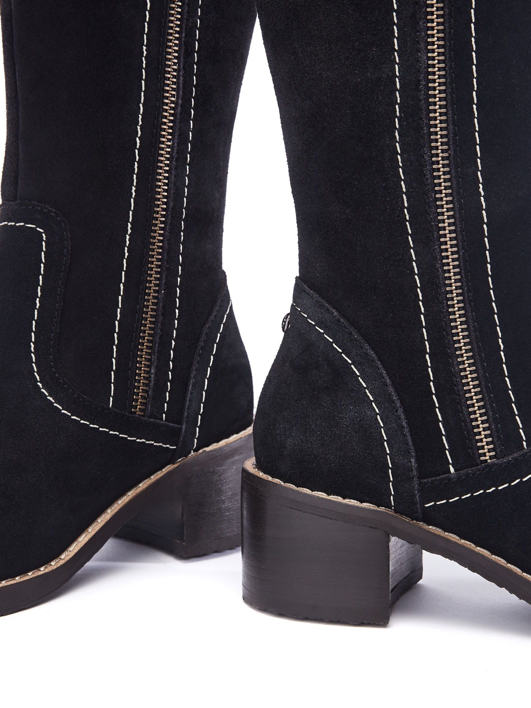 Buy Moda in Pelle Black Rodell Chunky Side Zip Long Boots from the Next ...