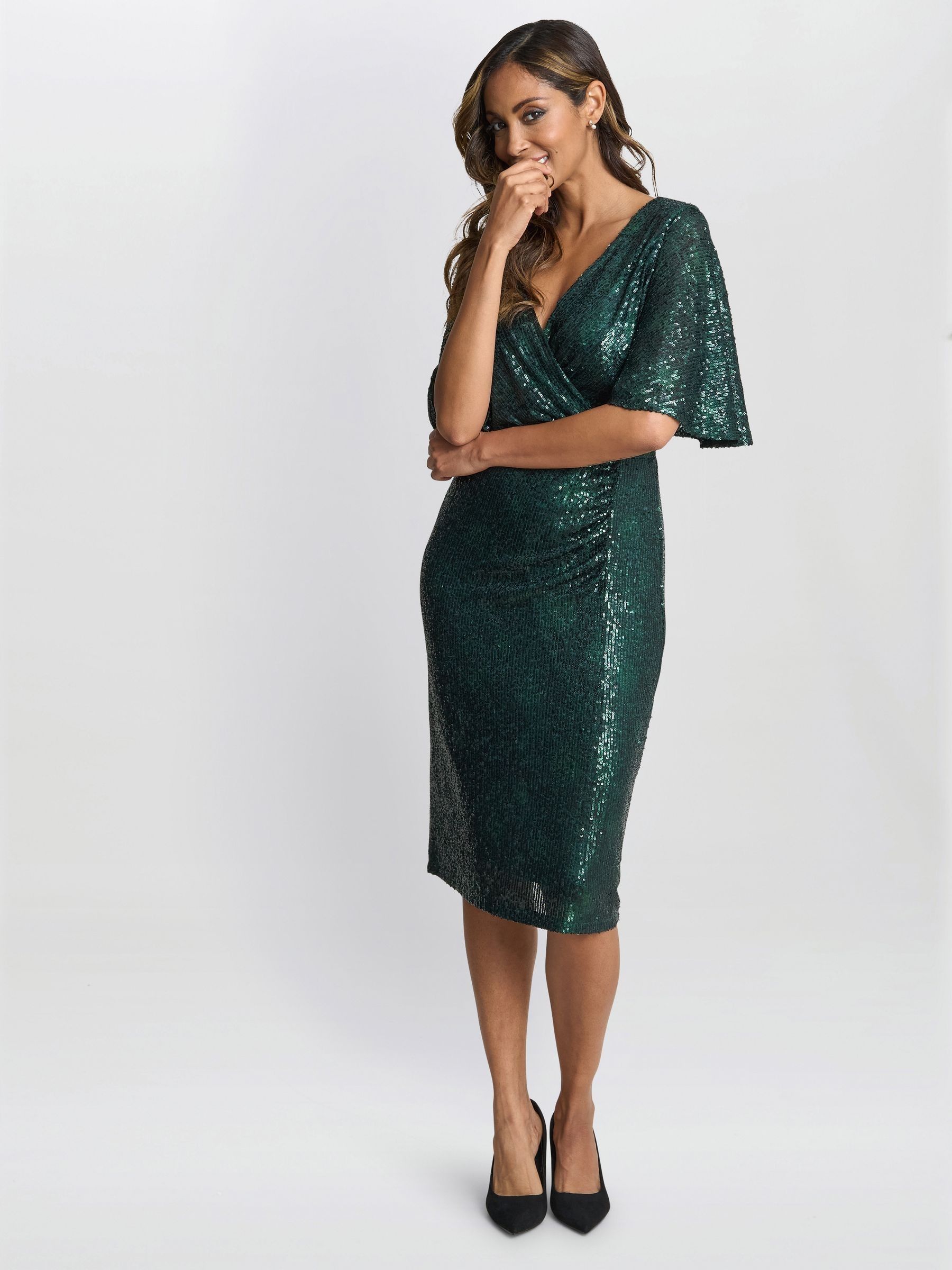 Buy Gina Bacconi Jen Sequin Wrap-Look Dress from the Next UK online shop