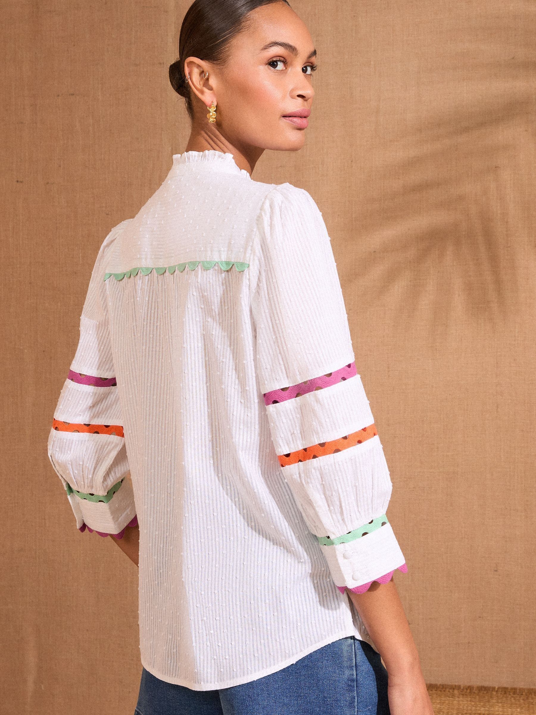 Buy Love & Roses White Ivory Ric Rac 3/4 Sleeve 100% Cotton Blouse from ...