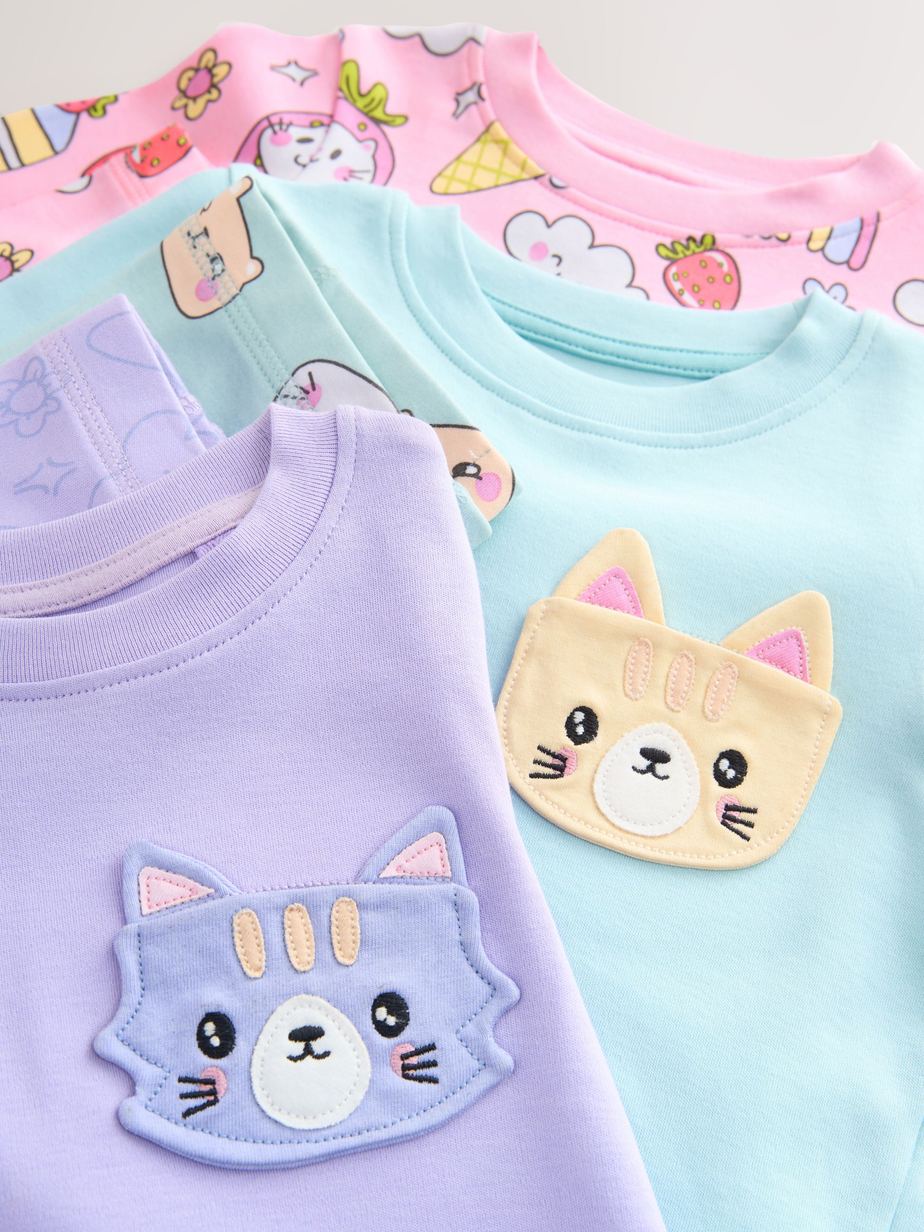 Buy Purple Cat Print Snuggle Pyjamas 3 Pack (9mths-8yrs) from the Next ...
