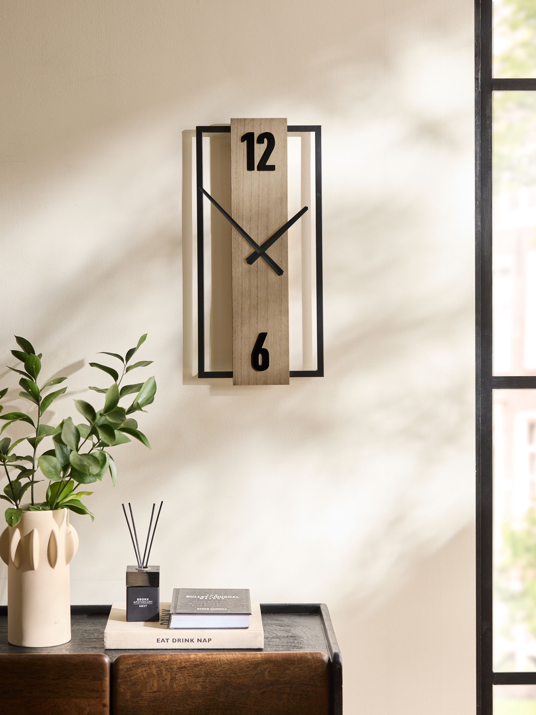 Buy Natural Bronx Slimline Wall Clock 25cm from the Next UK online shop