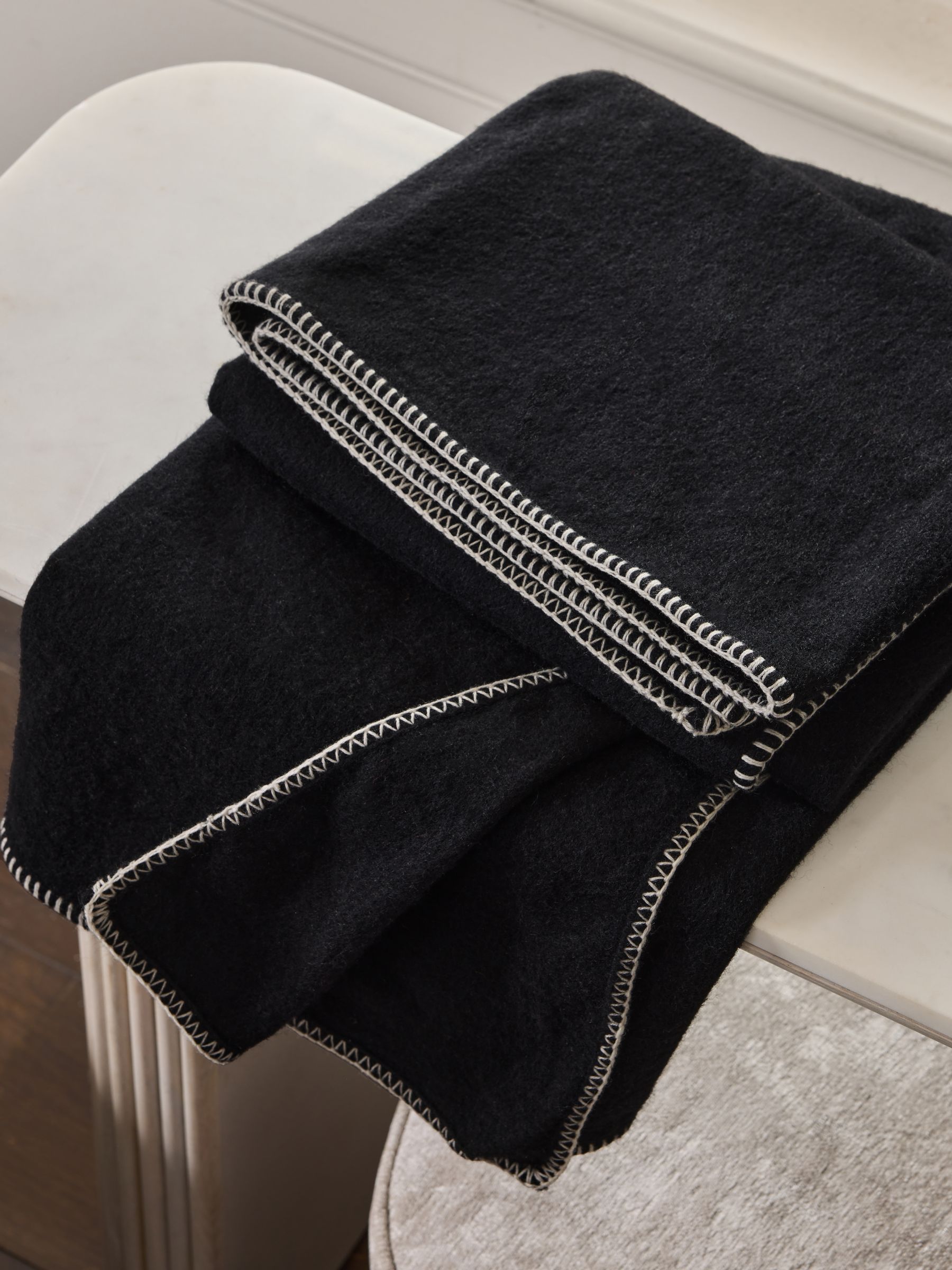 Buy Black Collection Luxe Stitched Edged Throw With Cashmere from the ...
