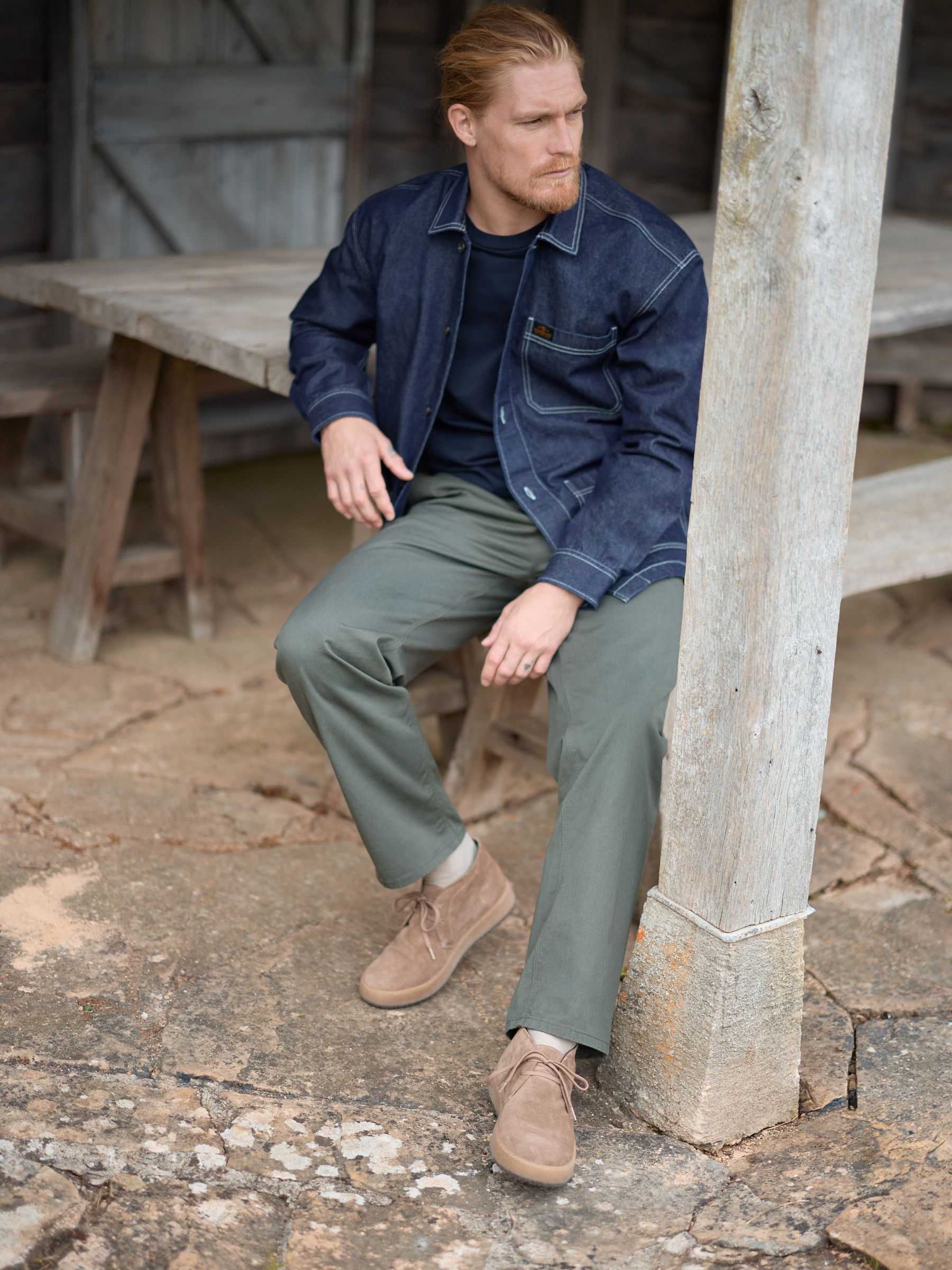 Buy Dark Blue Denim 100% Cotton Chore Shacket Overshirt from the Next ...