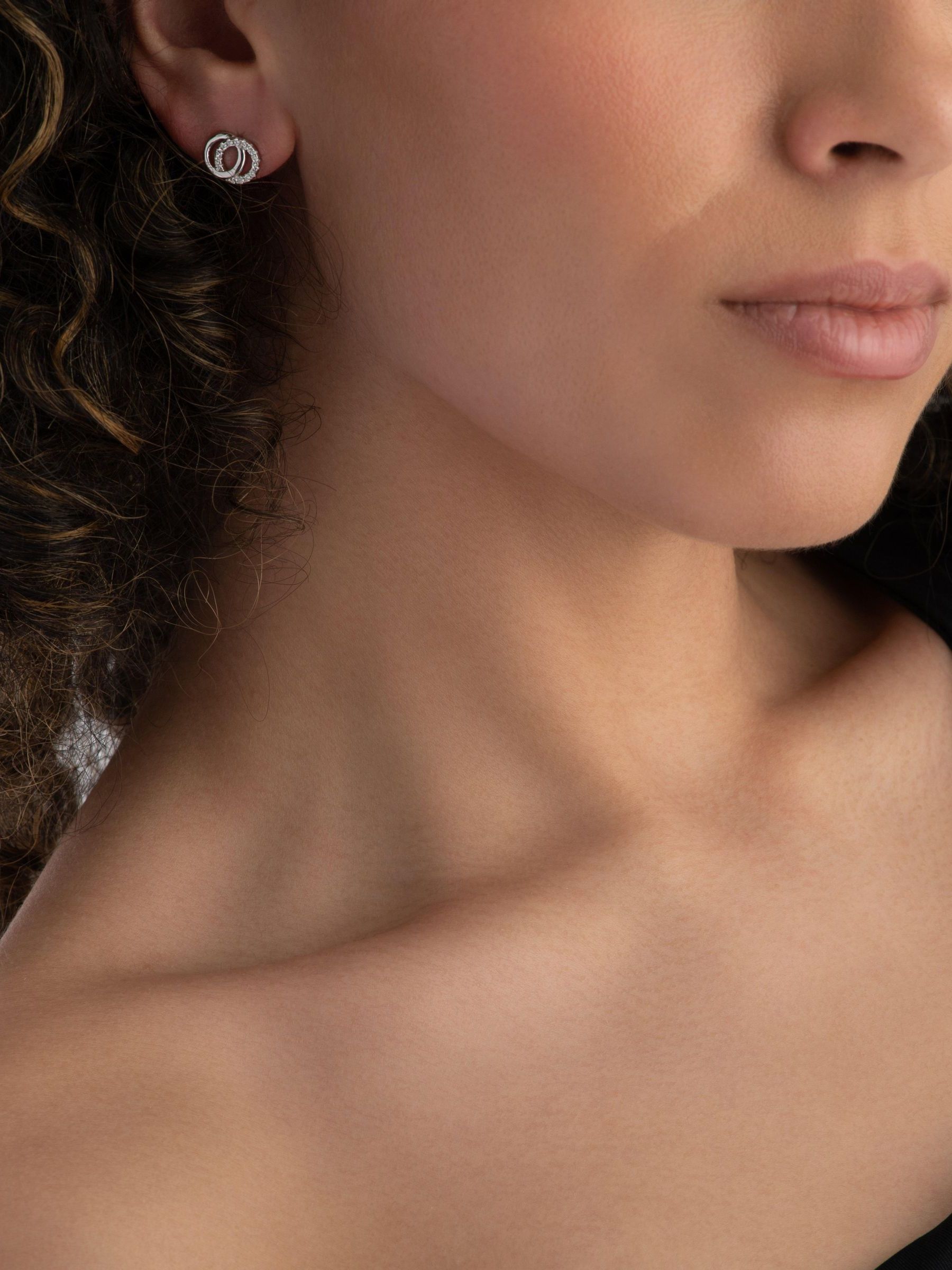 Buy Beaverbrooks Silver Sterling Silver Cubic Zirconia Double Circle ...