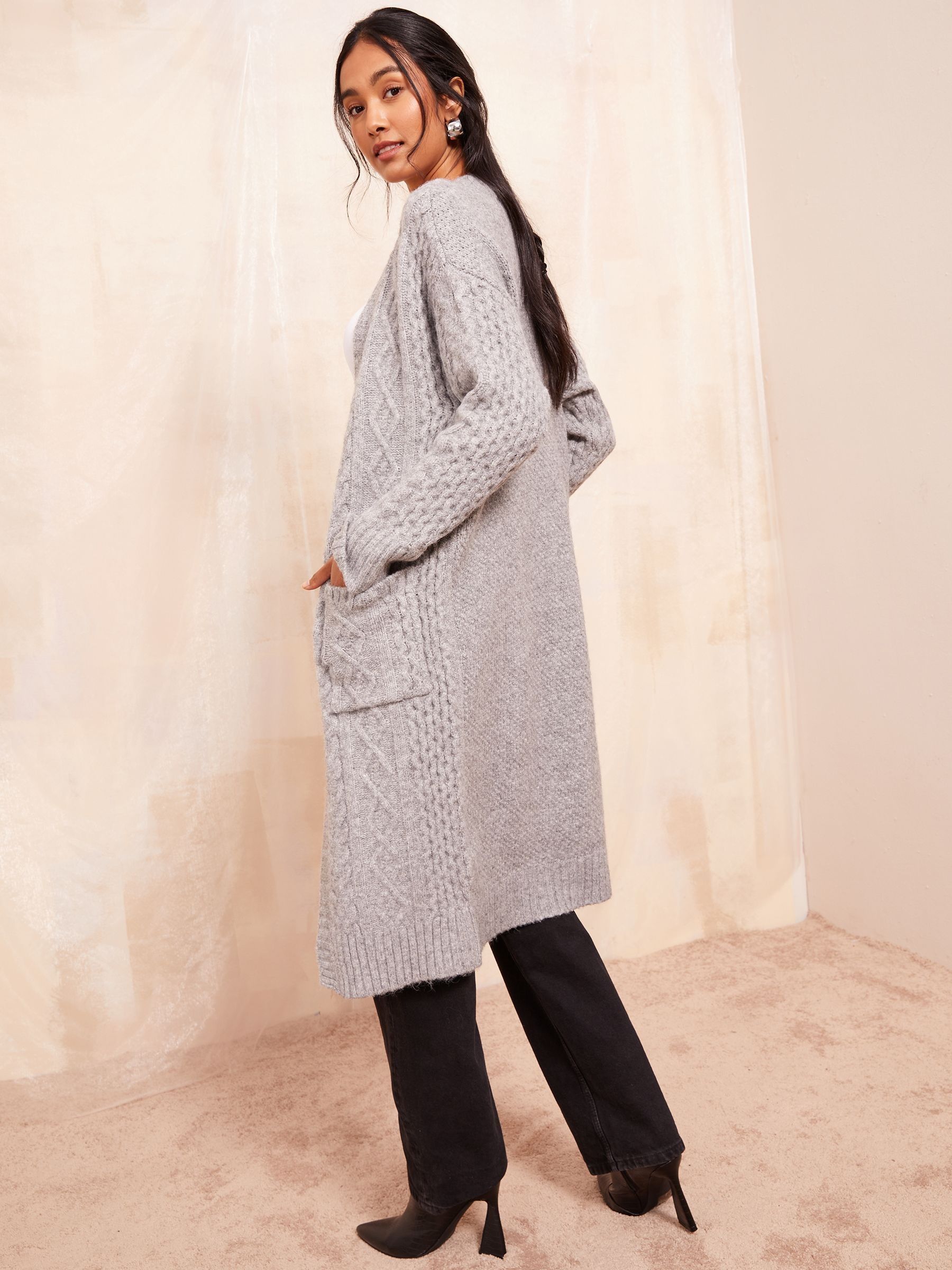 Buy Friends Like These Grey Longline Cable Knit Coatigan from the Next ...