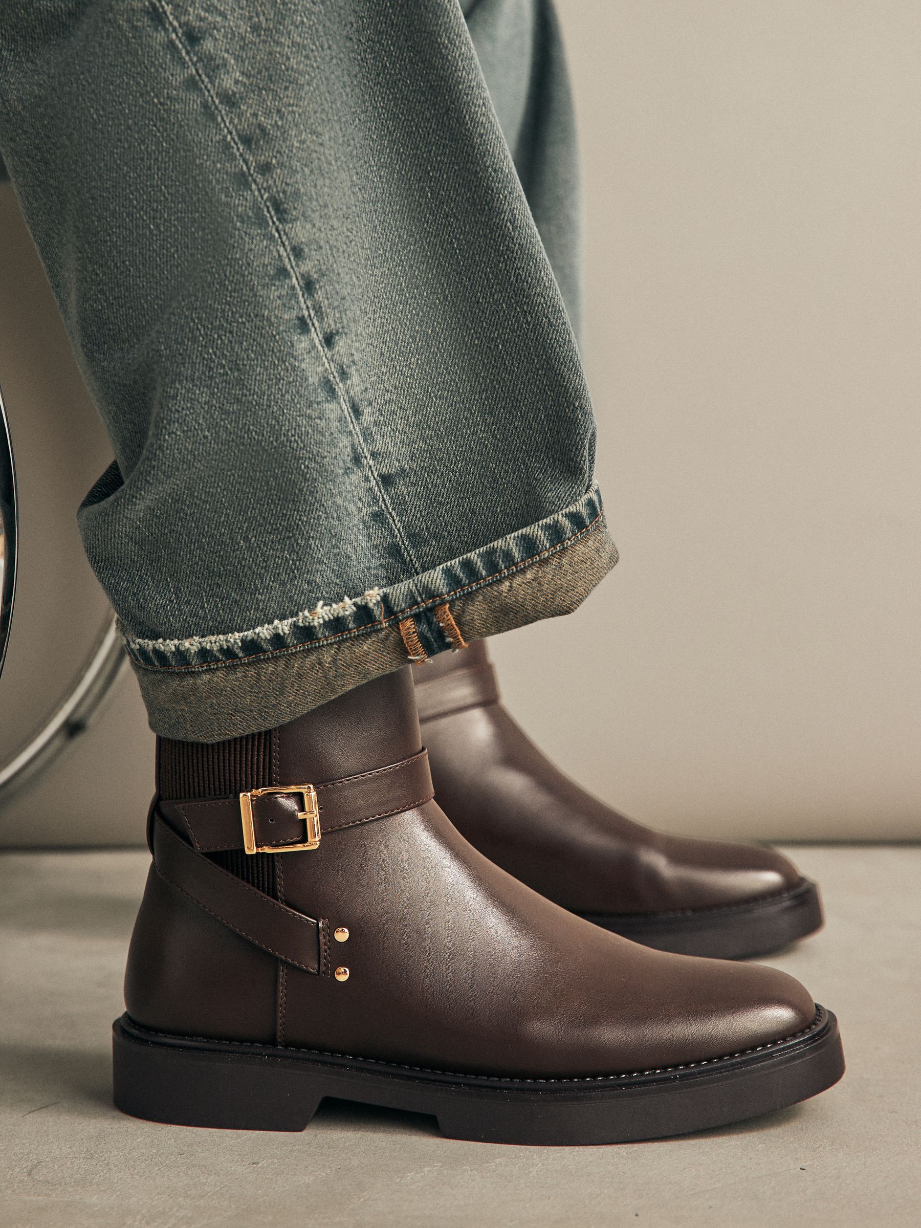 Buy Chocolate Brown Standard/Wide Fit Forever Comfort® Chelsea Buckle ...