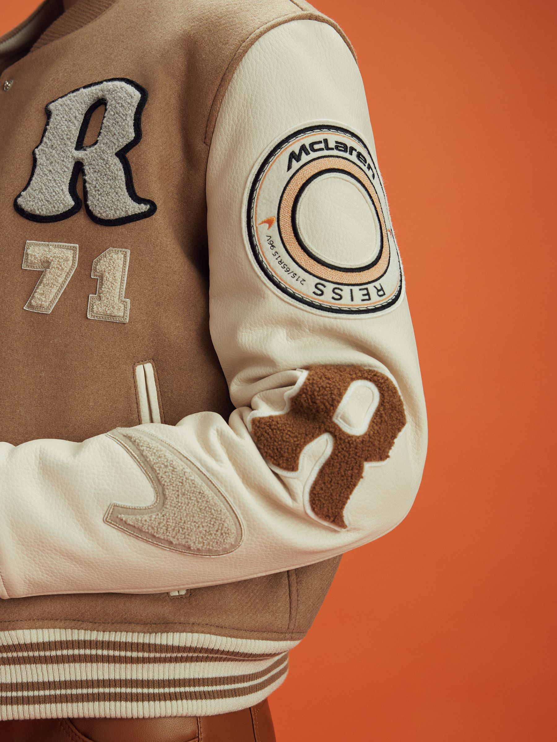 Buy Reiss x McLaren F1 Team Camel/Ecru Varsity Jacket from Next South ...