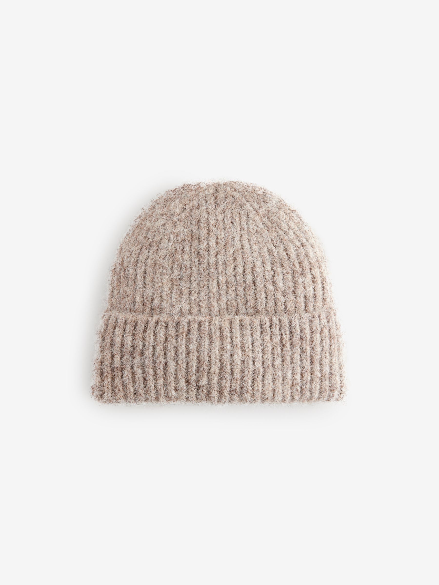 Buy Oatmeal Ribbed Beanie Containing Wool Hat from the Next UK online shop