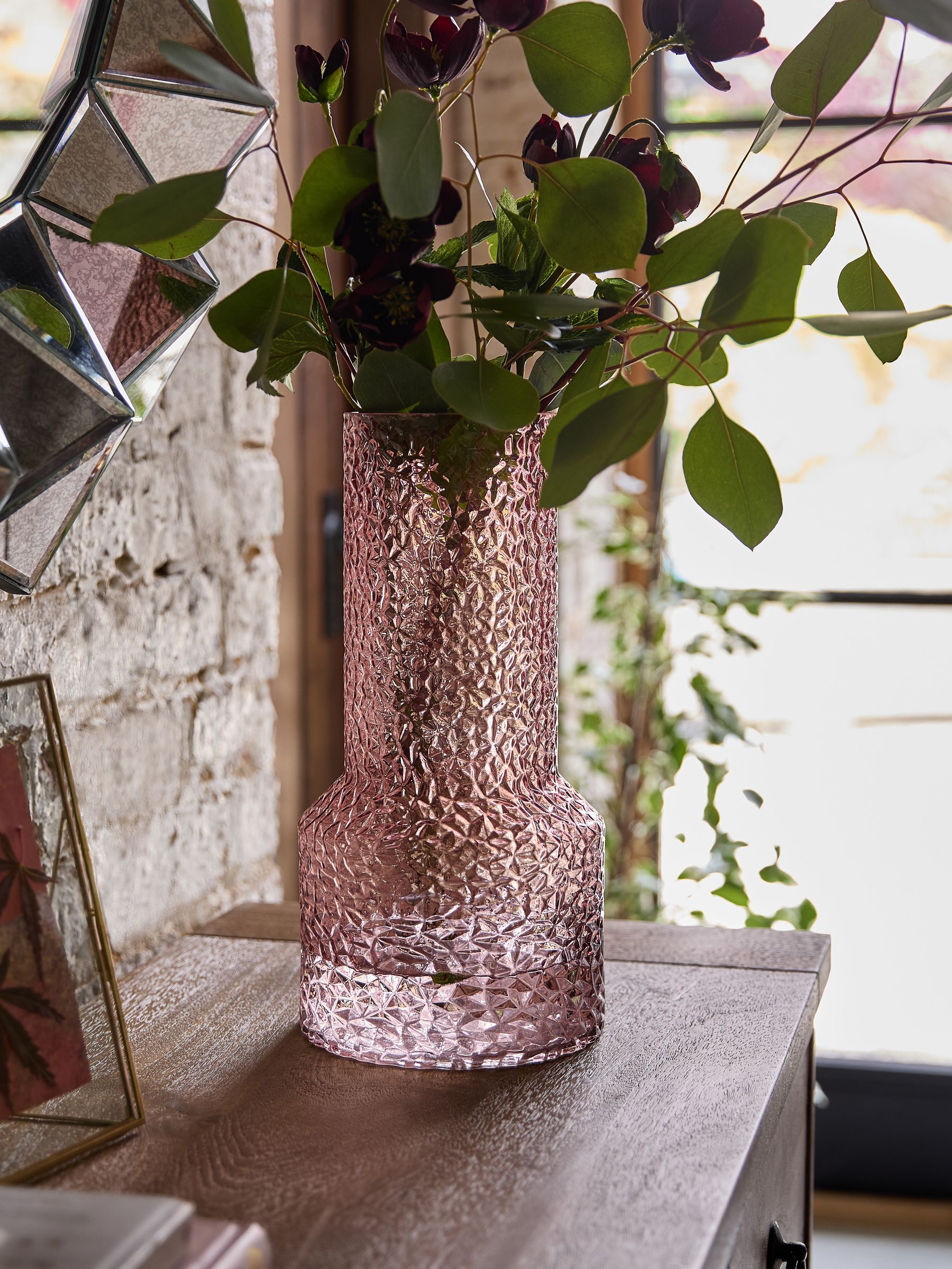 Buy Pink Medium Textured Glass Vase from the Next UK online shop