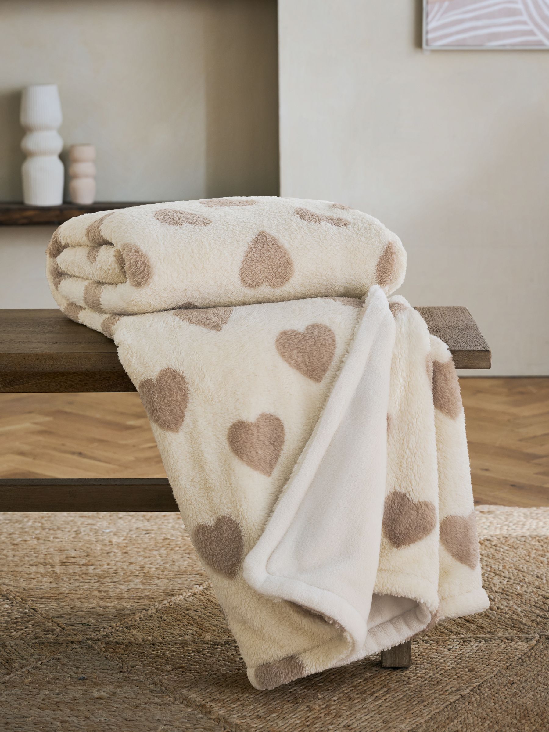 Buy Neutral Heart Supersoft Fleece Throw Blanket from the Next UK ...