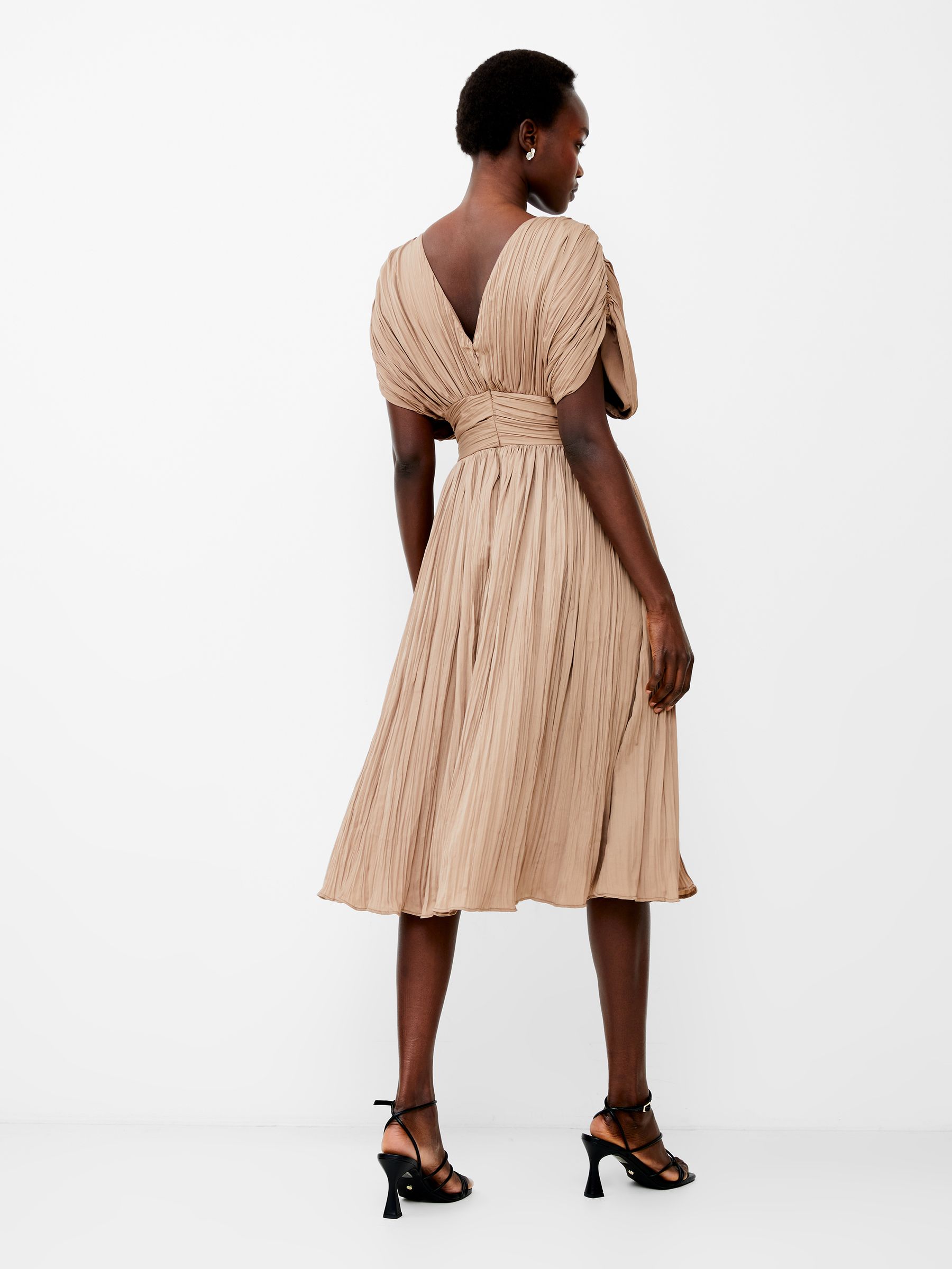 Buy French Connection Brown Pleated Althea V-Neck Dress from the Next ...