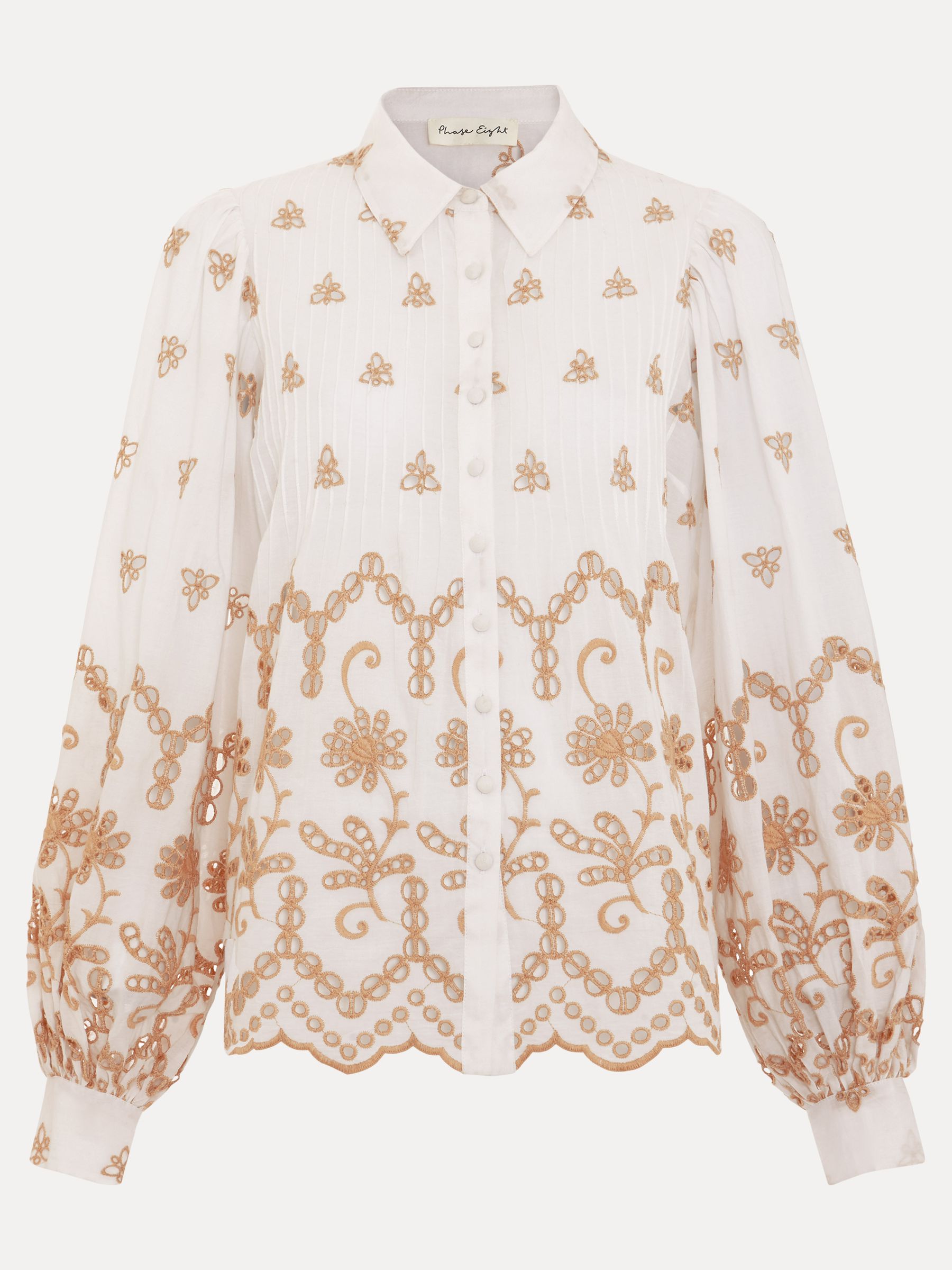 Buy Phase Eight White 100% Cotton Broderie Amaya Shirt from the Next UK ...