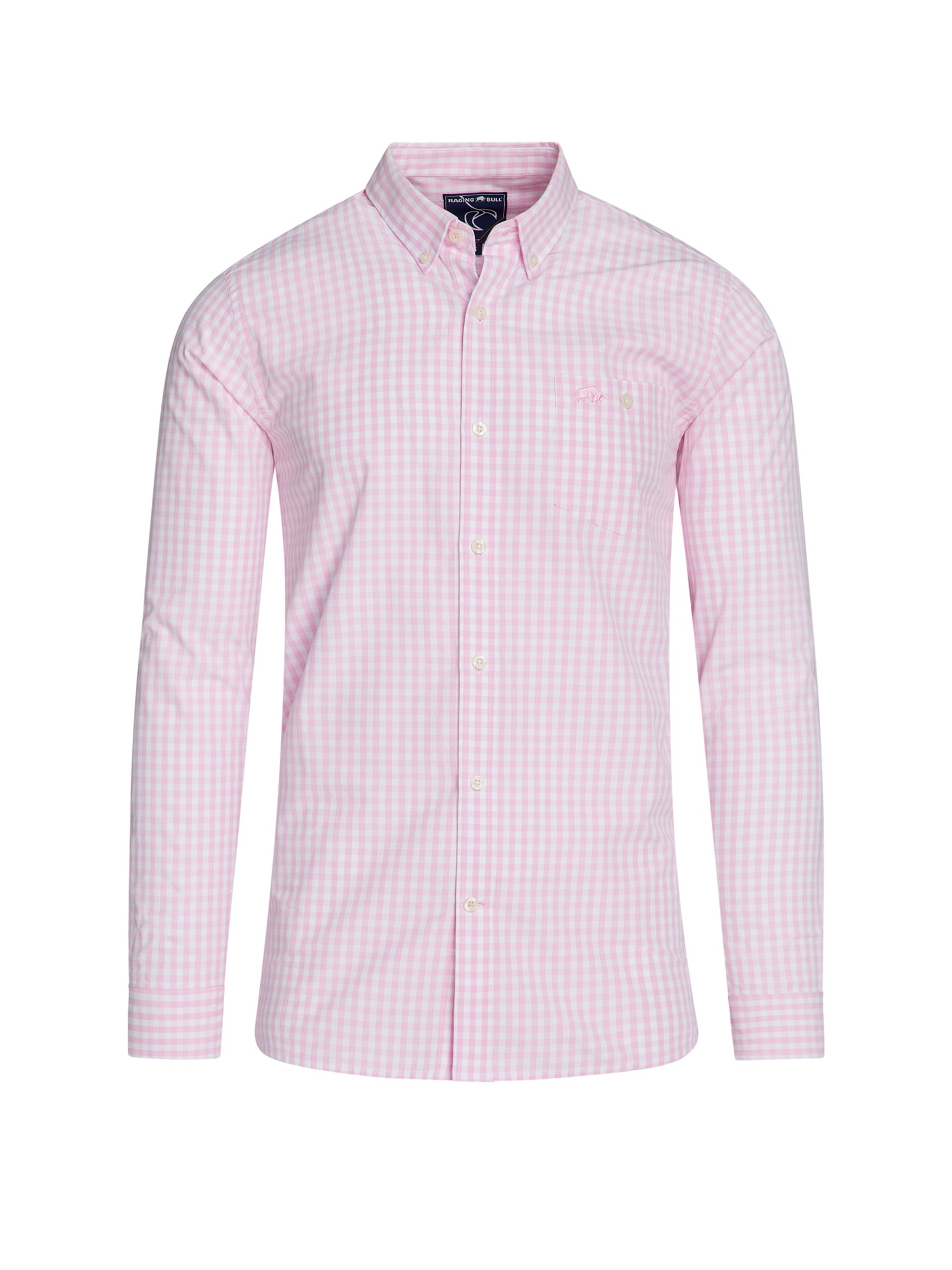 Buy Raging Bull Pink 100% Cotton Long Sleeve Classic Gingham Shirt from ...