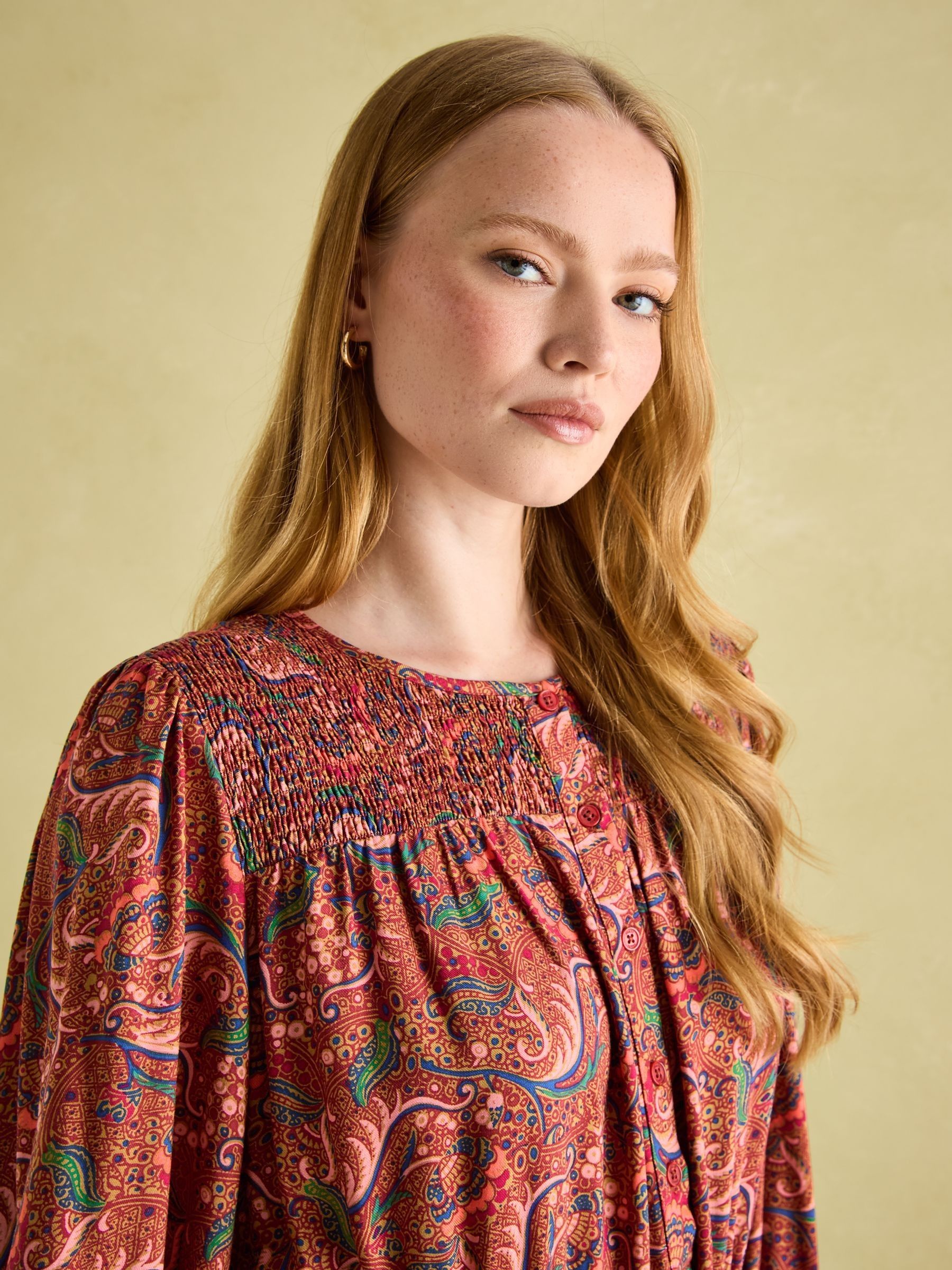 Buy Joules Felicity Red Paisley Smocked Midi Dress from the Next UK ...