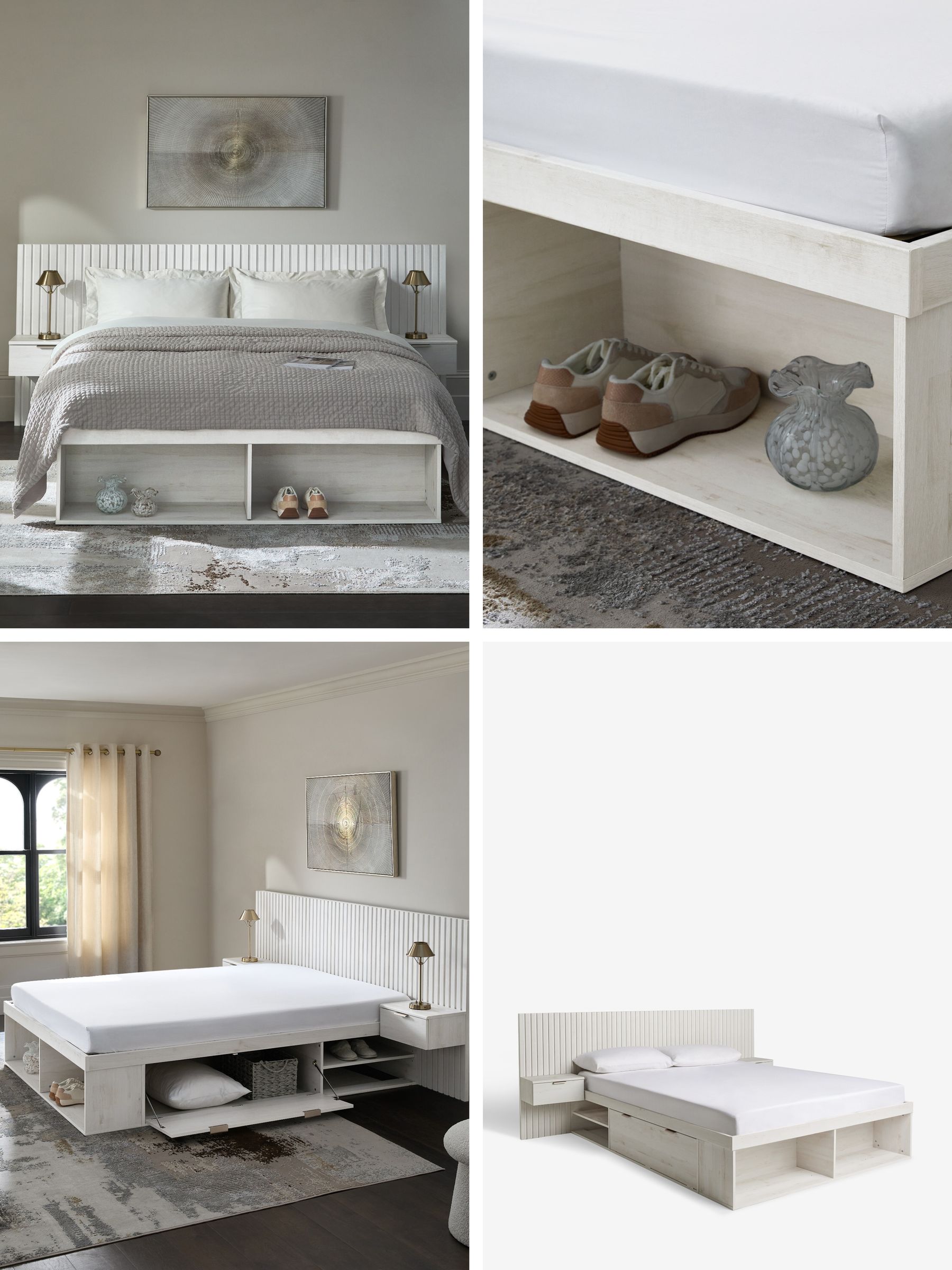 Buy White Oak Effect Bronx Wooden Hotel Bed Frame with Platform Storage ...