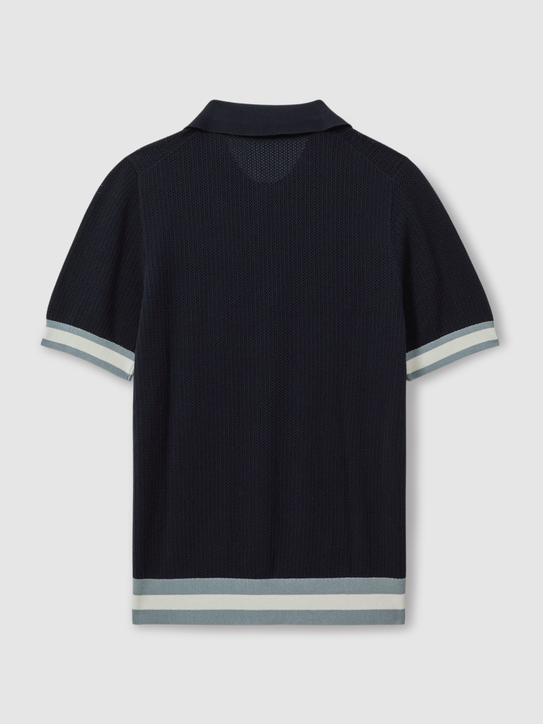 Buy Reiss Navy Quinn Reiss | Ché Knitted Half-Button Polo Shirt from ...