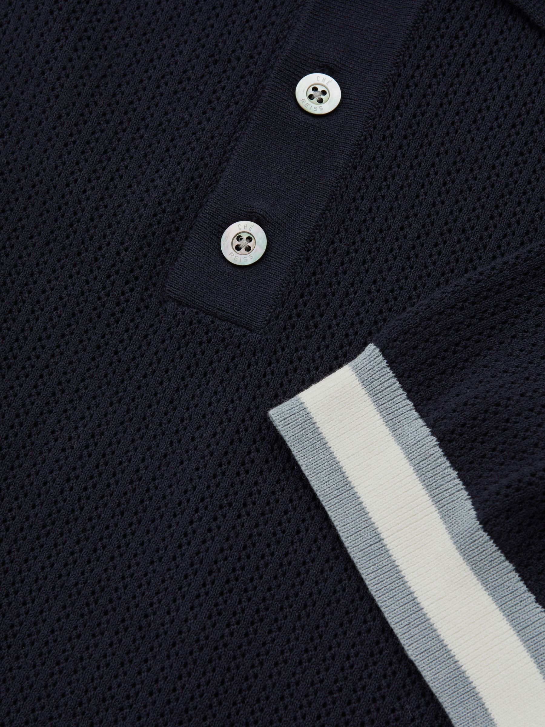 Buy Reiss Navy Quinn Reiss | Ché Knitted Half-Button Polo Shirt from ...