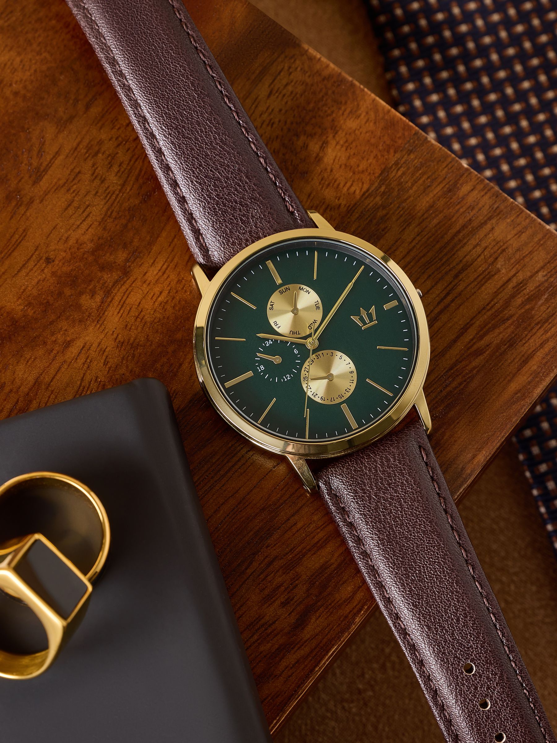 Buy Brown/Gold Vertical Dial Watch from the Next UK online shop