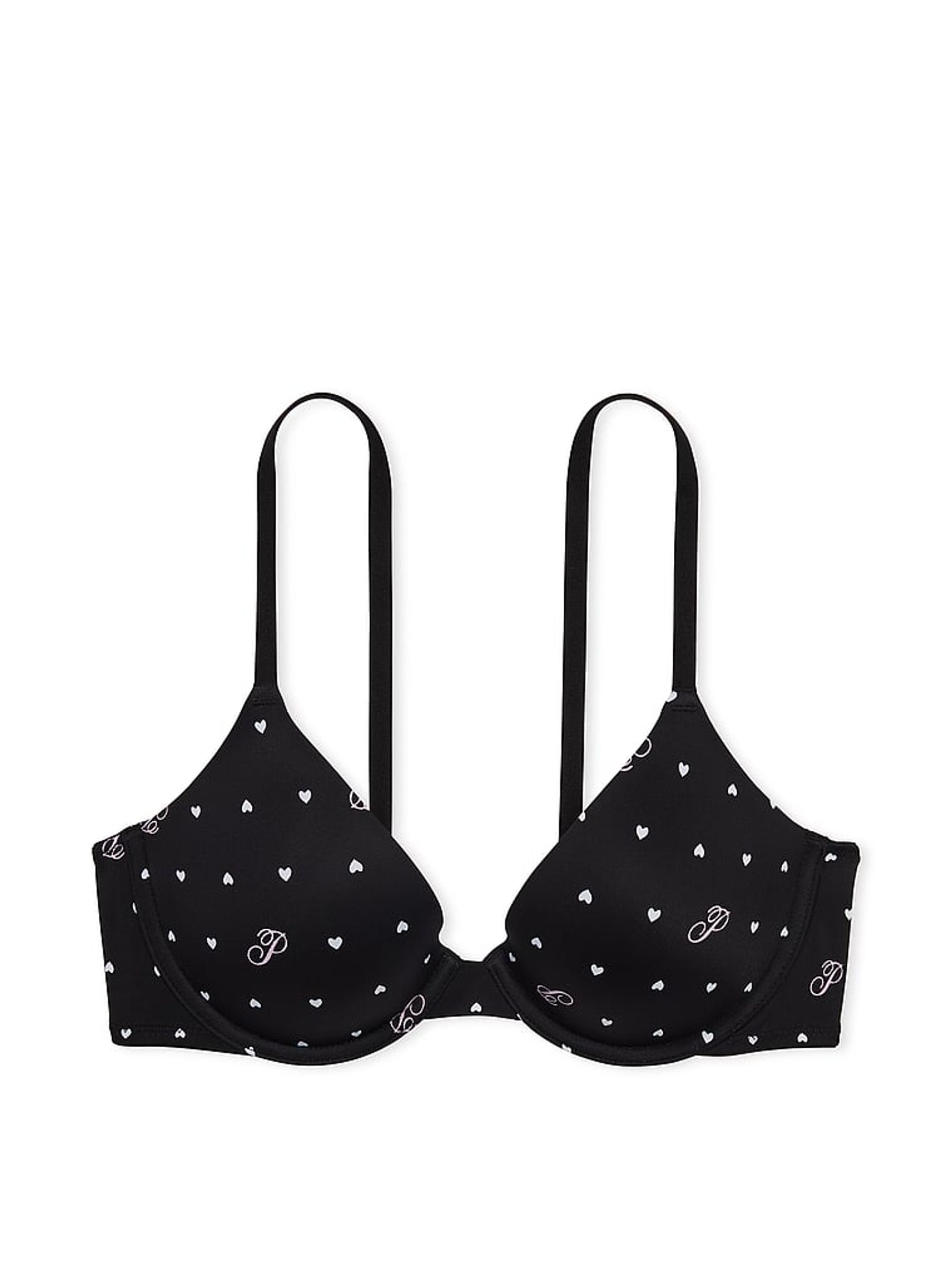 Buy Victoria's Secret PINK Black Heart Script Print T Shirt Bra from ...