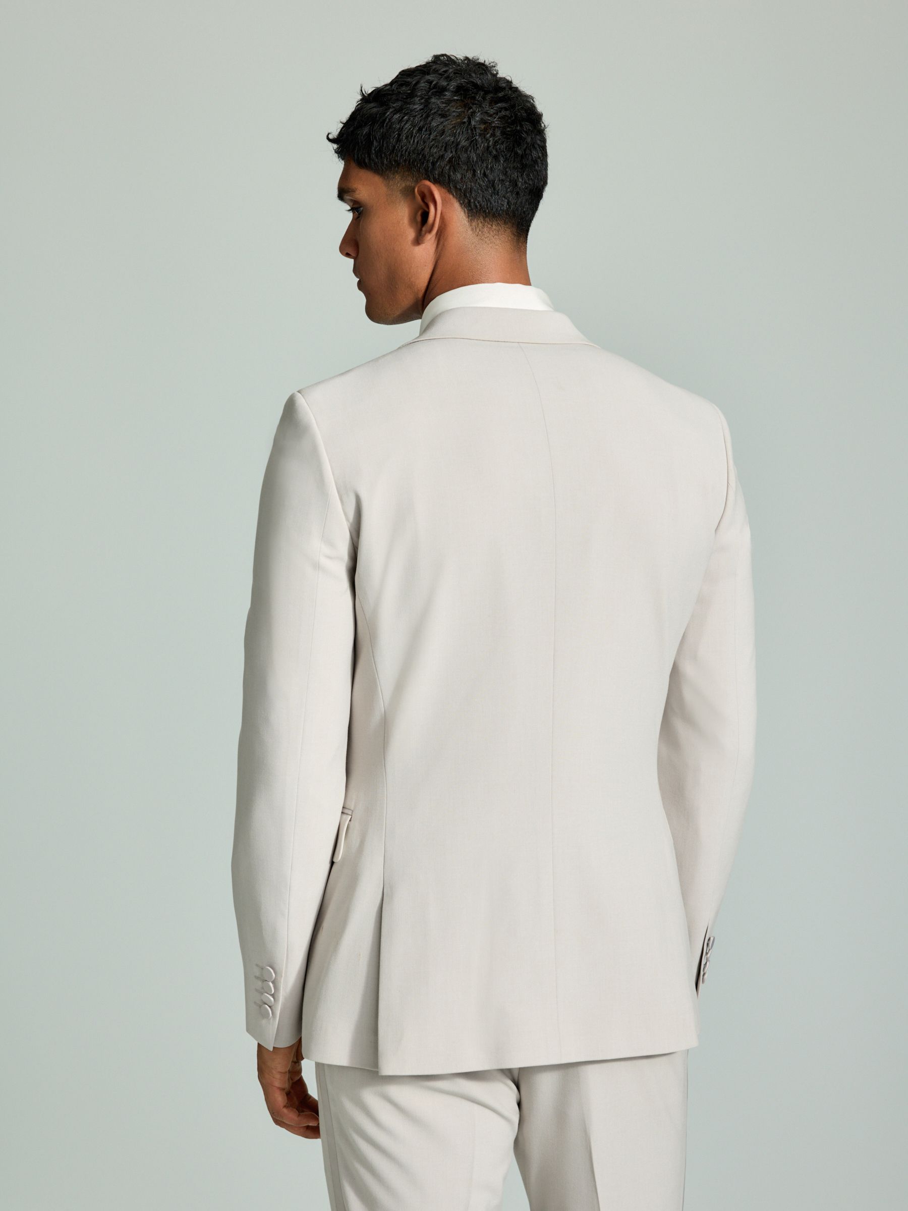 Buy Neutral Skinny Fit Trimmed Satin Edge Tuxedo Suit Jacket from the ...