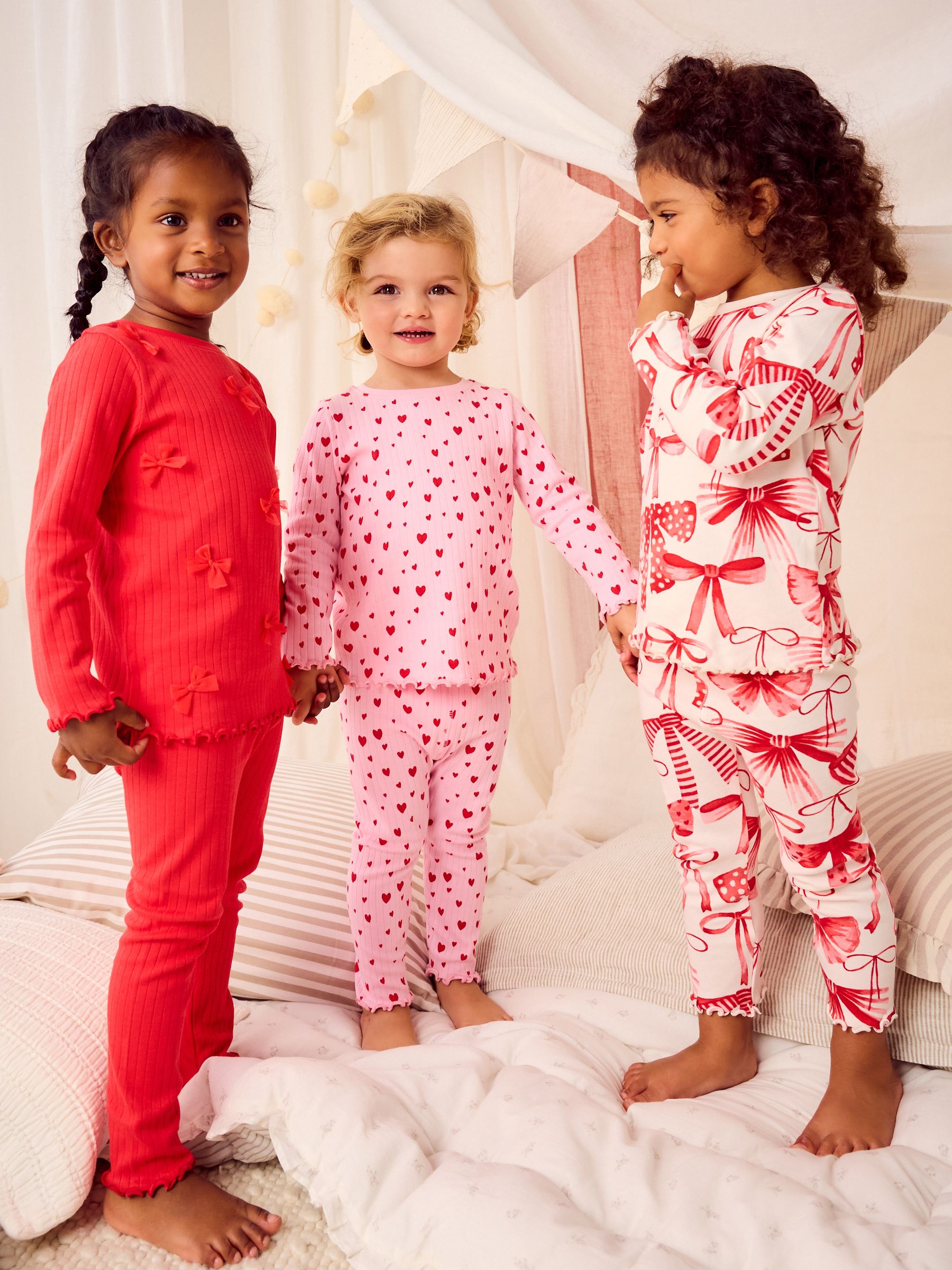 Buy Red Bow/ Heart Snuggle Pyjamas 3 Pack (9mths-16yrs) from the Next ...