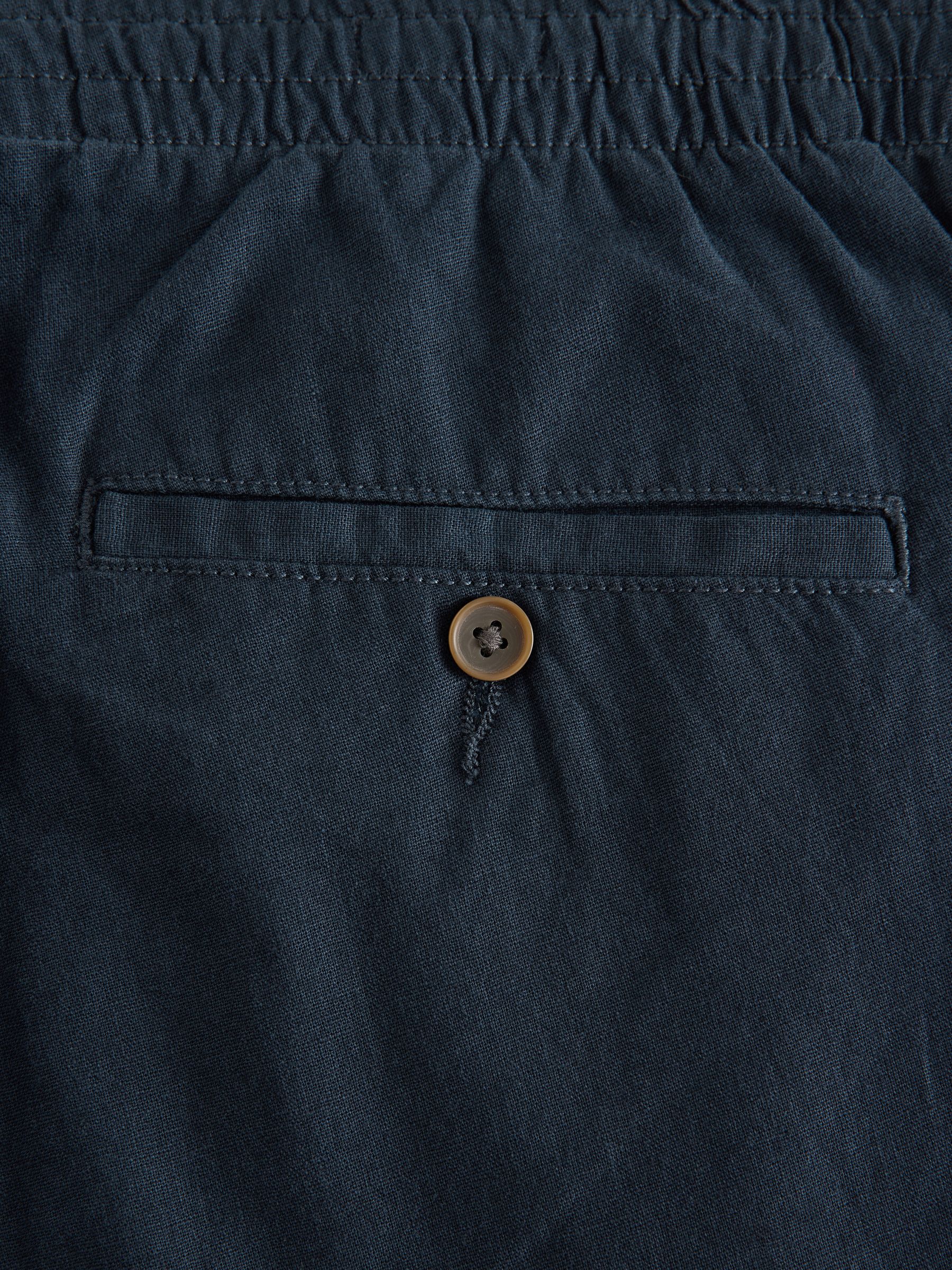 Buy Navy Blue/Charcoal Grey Linen Cotton Elasticated Drawstring ...