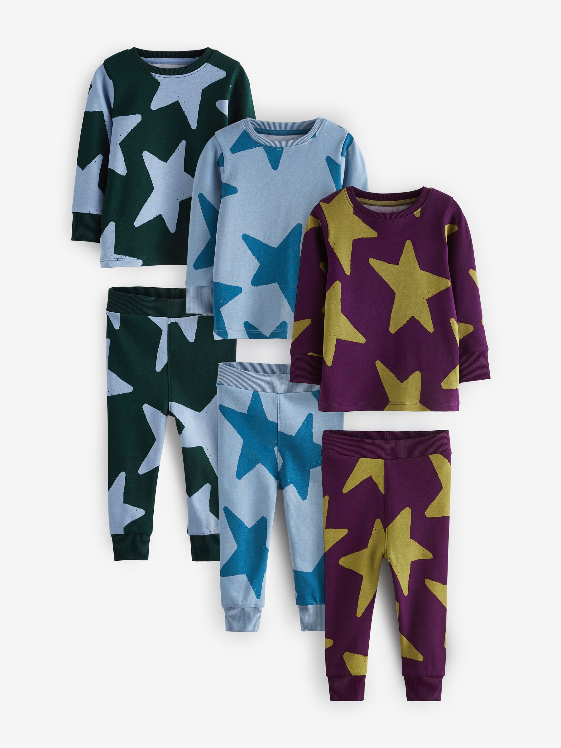 Buy Multi 3 Pack Snuggle 100% Cotton Pyjamas (9mths-10yrs) from the ...