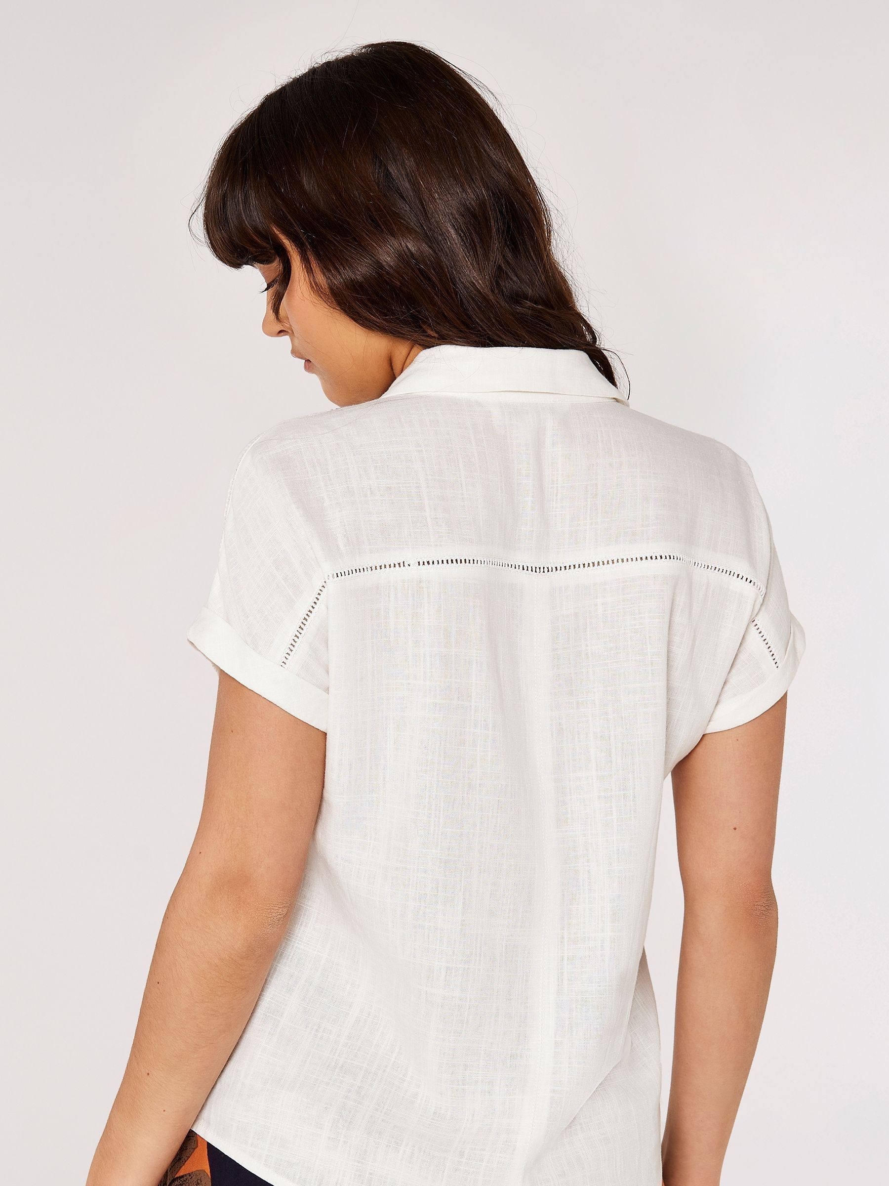 Buy Apricot Cream Ladder Trim Linen Top from the Next UK online shop