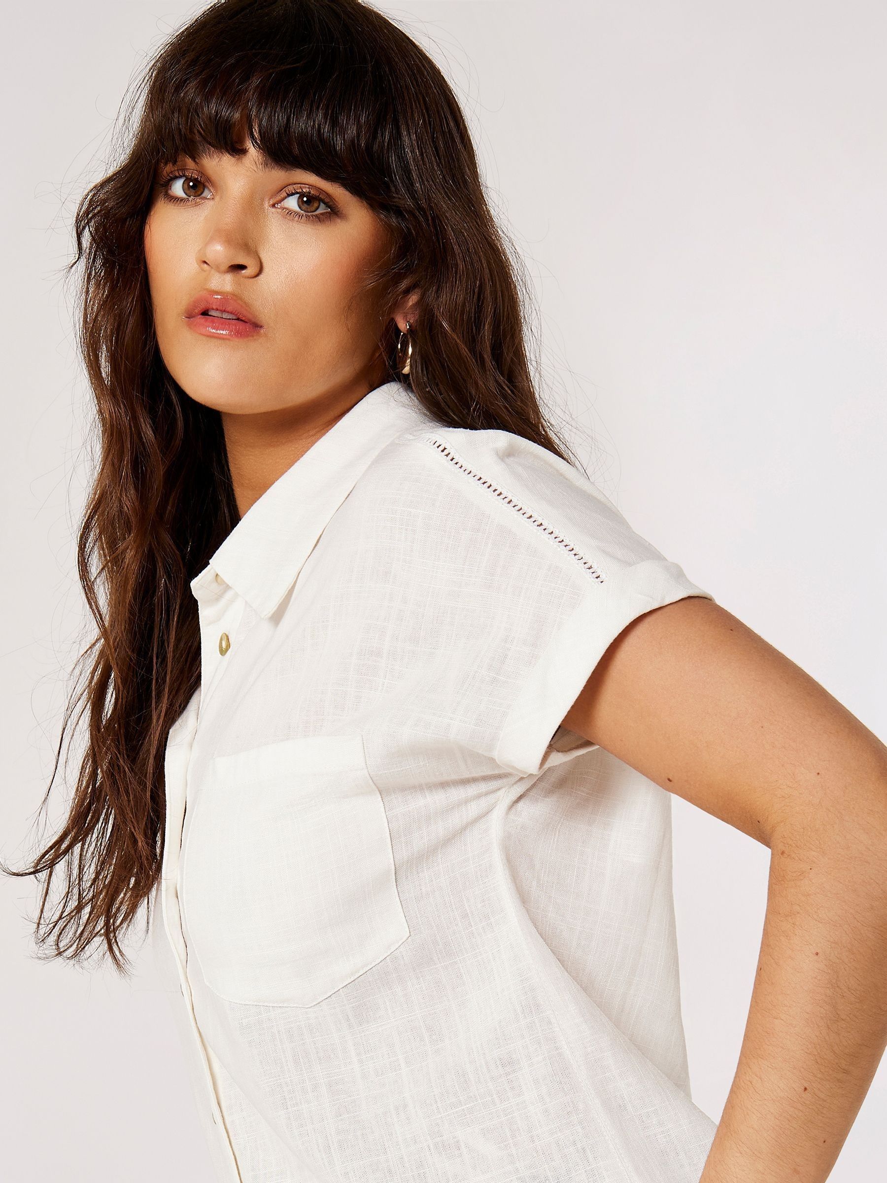 Buy Apricot Cream Ladder Trim Linen Top from the Next UK online shop