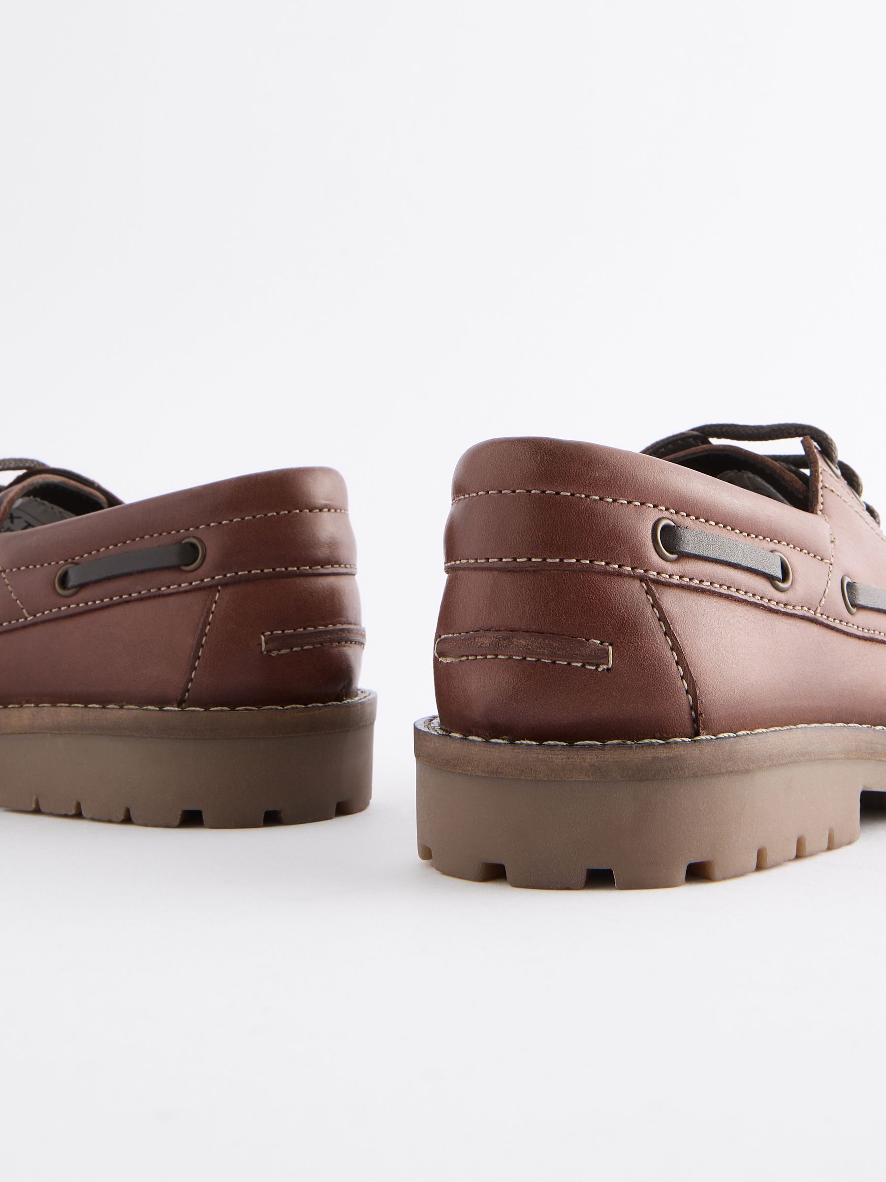 Buy Chocolate Brown Leather Boat Shoes from the Next UK online shop