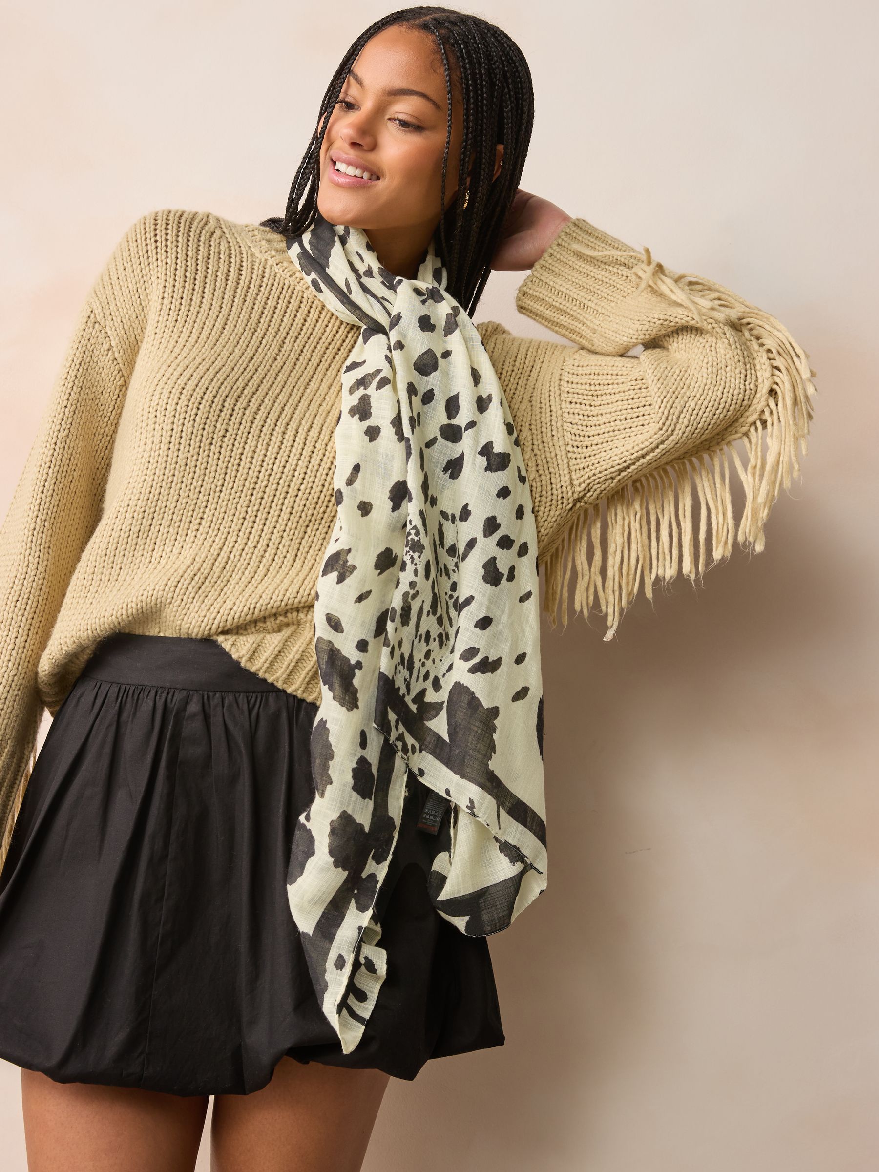 Buy Yellow Dalmation Print Lightweight Scarf from the Next UK online shop