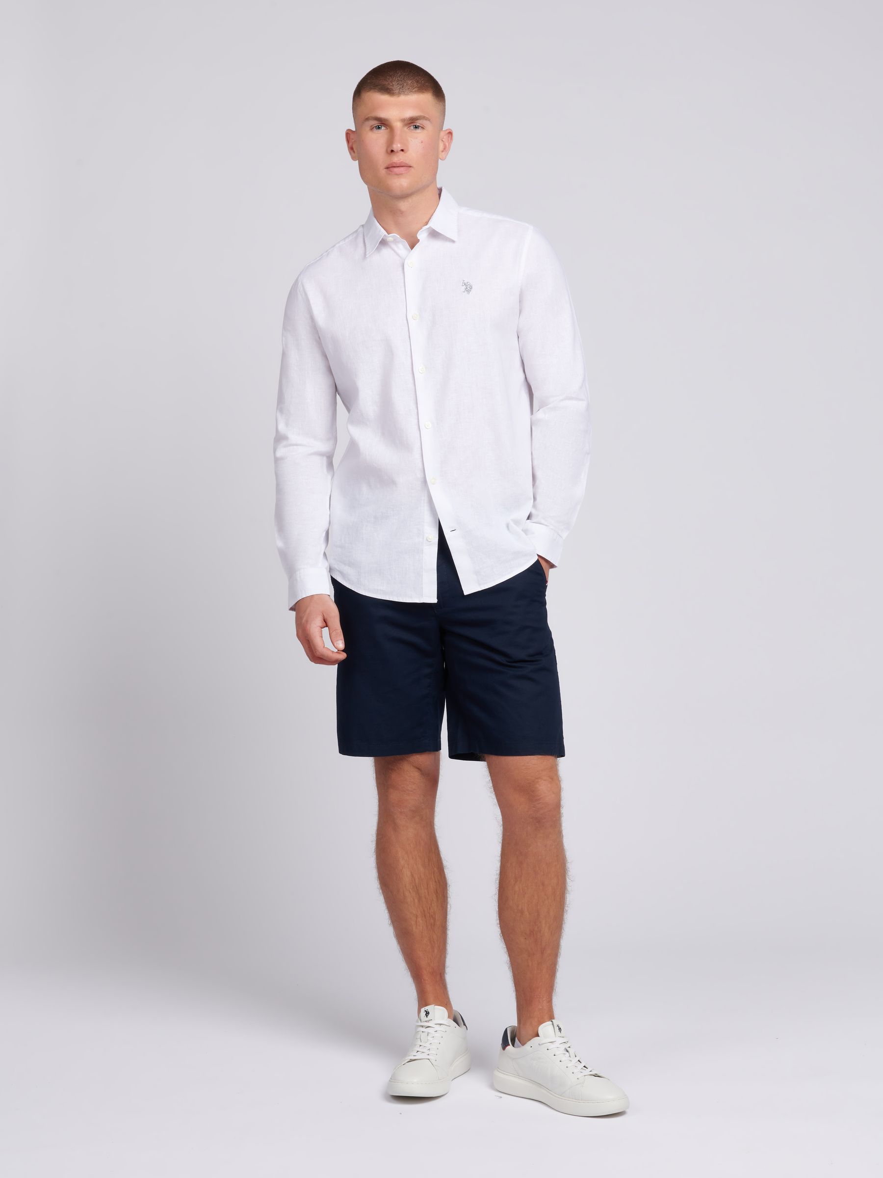 Buy U.S. Polo Assn. White Linen Blend Mens Shirt from the Next UK ...