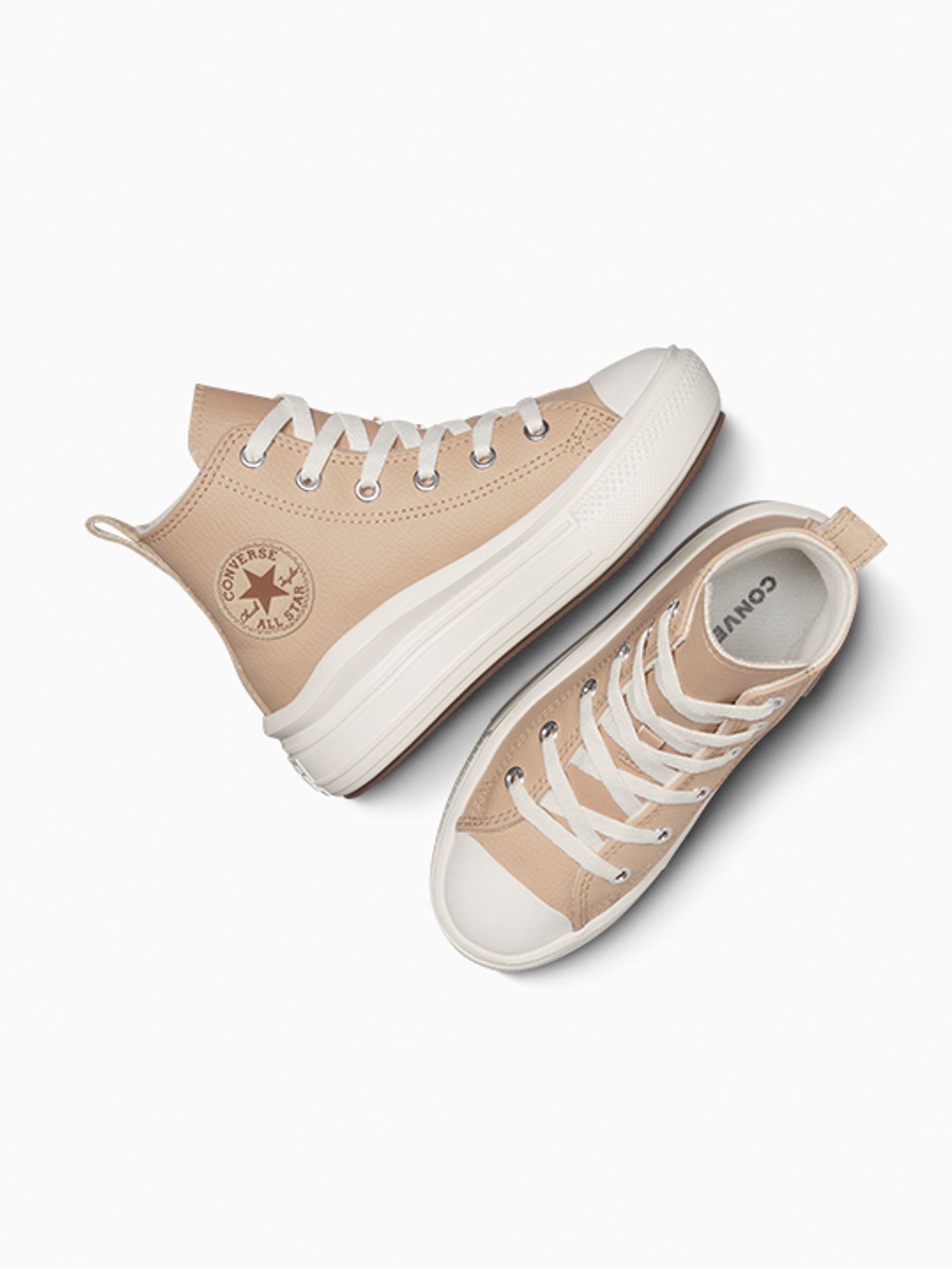 Buy Converse Neutral Chuck Taylor Leather Fleece Lined Move Junior ...