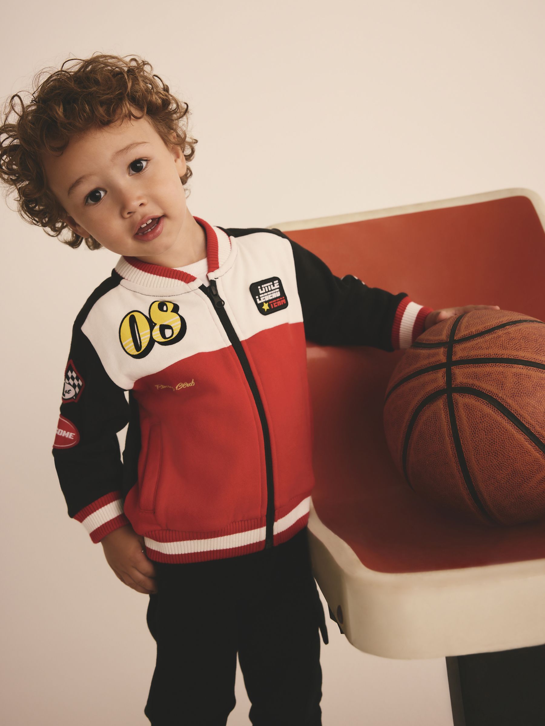 Buy Red/Black Colourblock Zip Through Bomber Jacket (3mths-7yrs) from ...