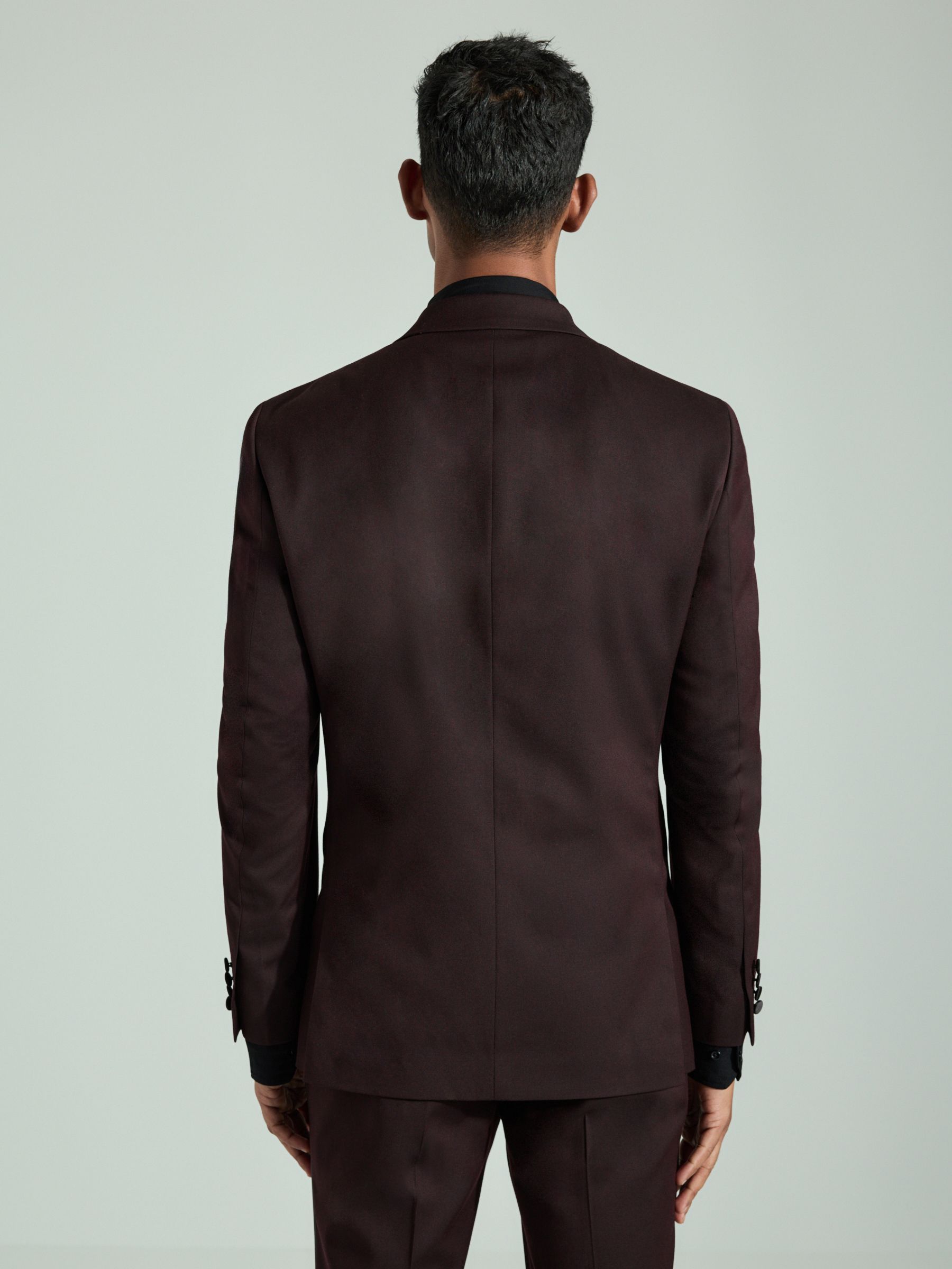 Buy Burgundy Red Tailored Fit Trimmed Satin Edge Tuxedo Suit Jacket ...