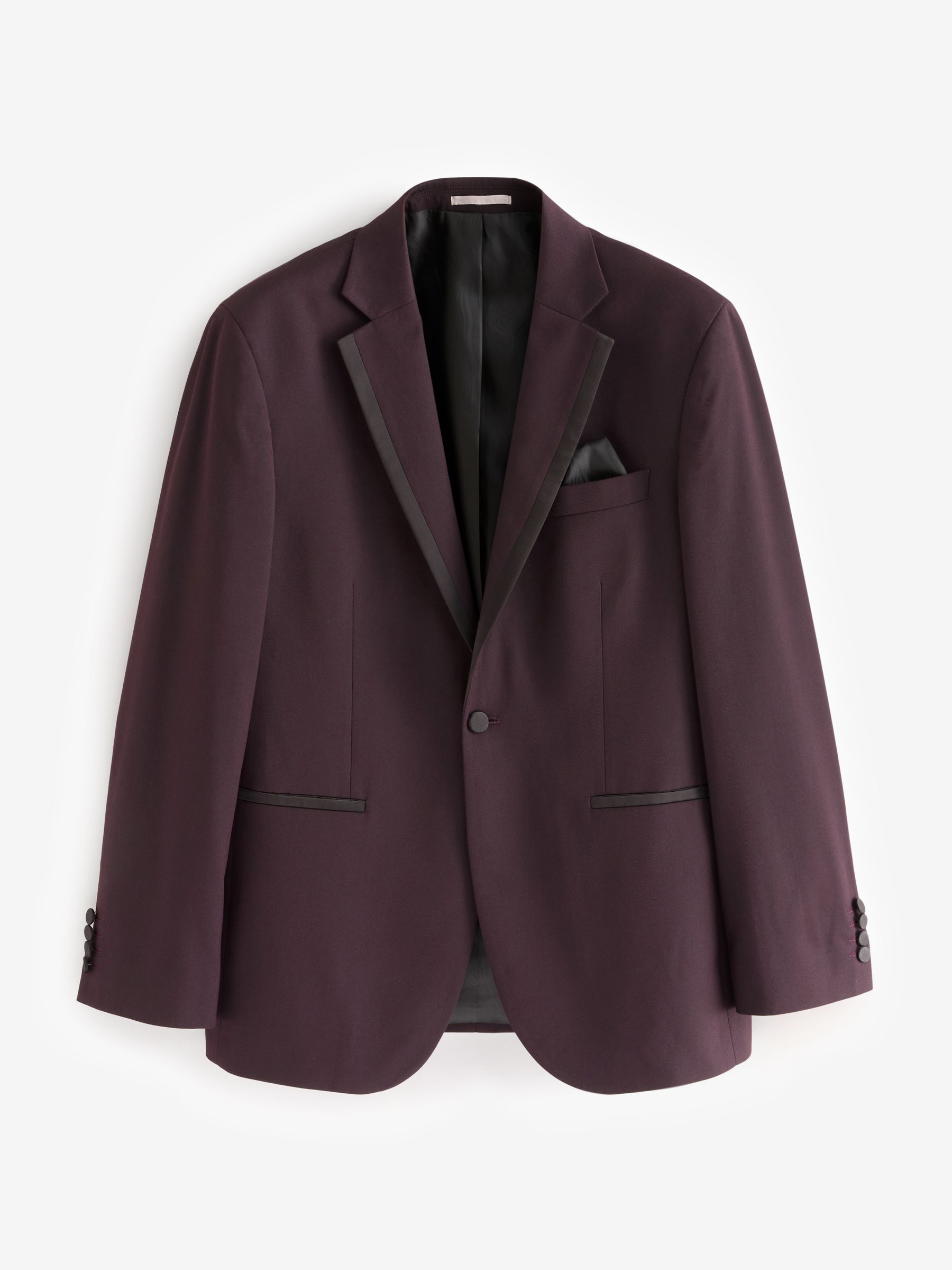 Buy Burgundy Red Tailored Fit Trimmed Satin Edge Tuxedo Suit Jacket ...